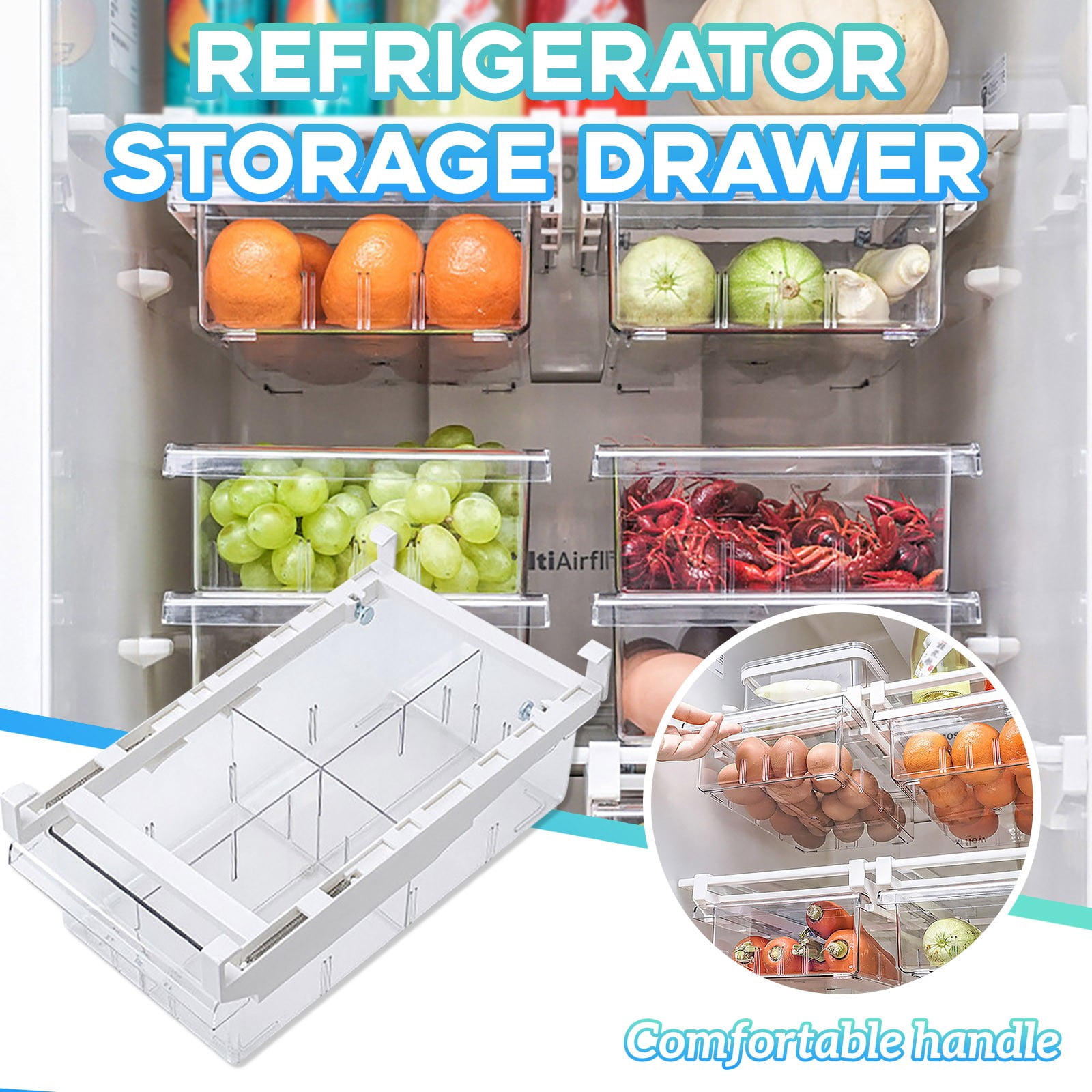 Household multifunctional refrigerator storage box, drawer type food ...