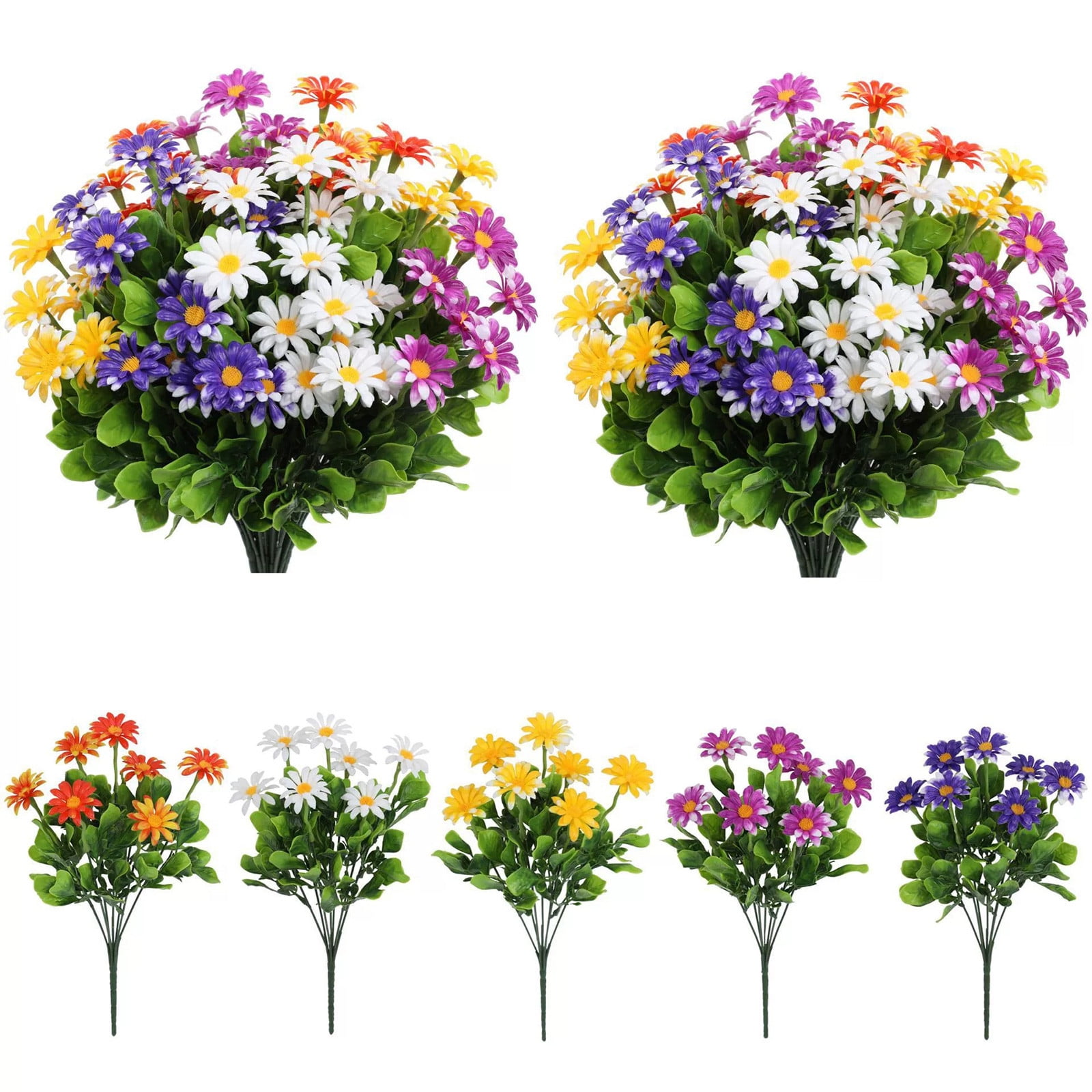 Savings Kcavykas Artificial Daisy Flower Bouquet, Realistic Plastic Flowers for Outdoor Festival ...
