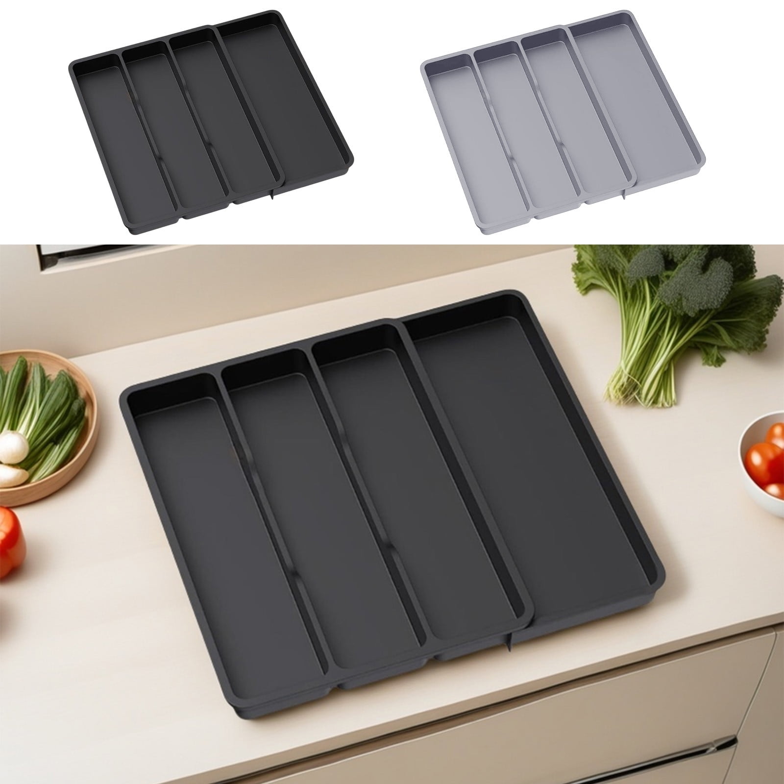 Savings Kcavykas Cutlery Storage Box Expandable Plastic Cutlery ...