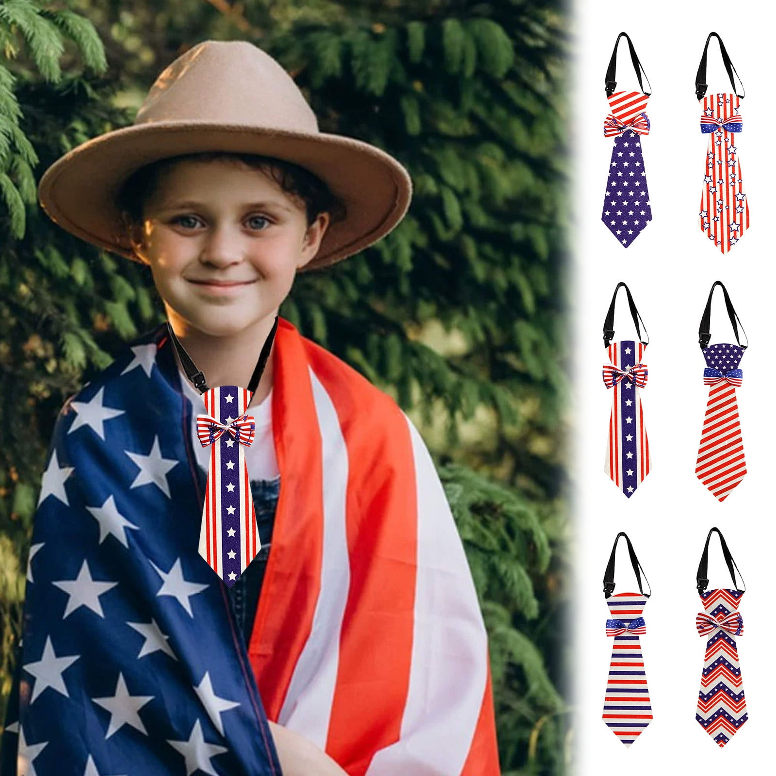 Savings Kcavykas Independence Day Party Tie, Patriotic Red White Blue ...