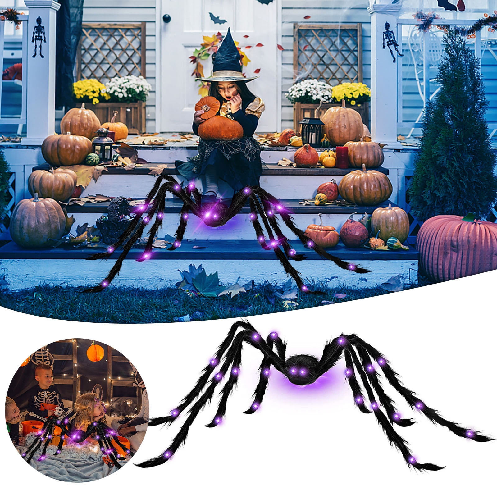 Savings Light up Halloween Spider Decorations,Plush Realistic Hairy ...