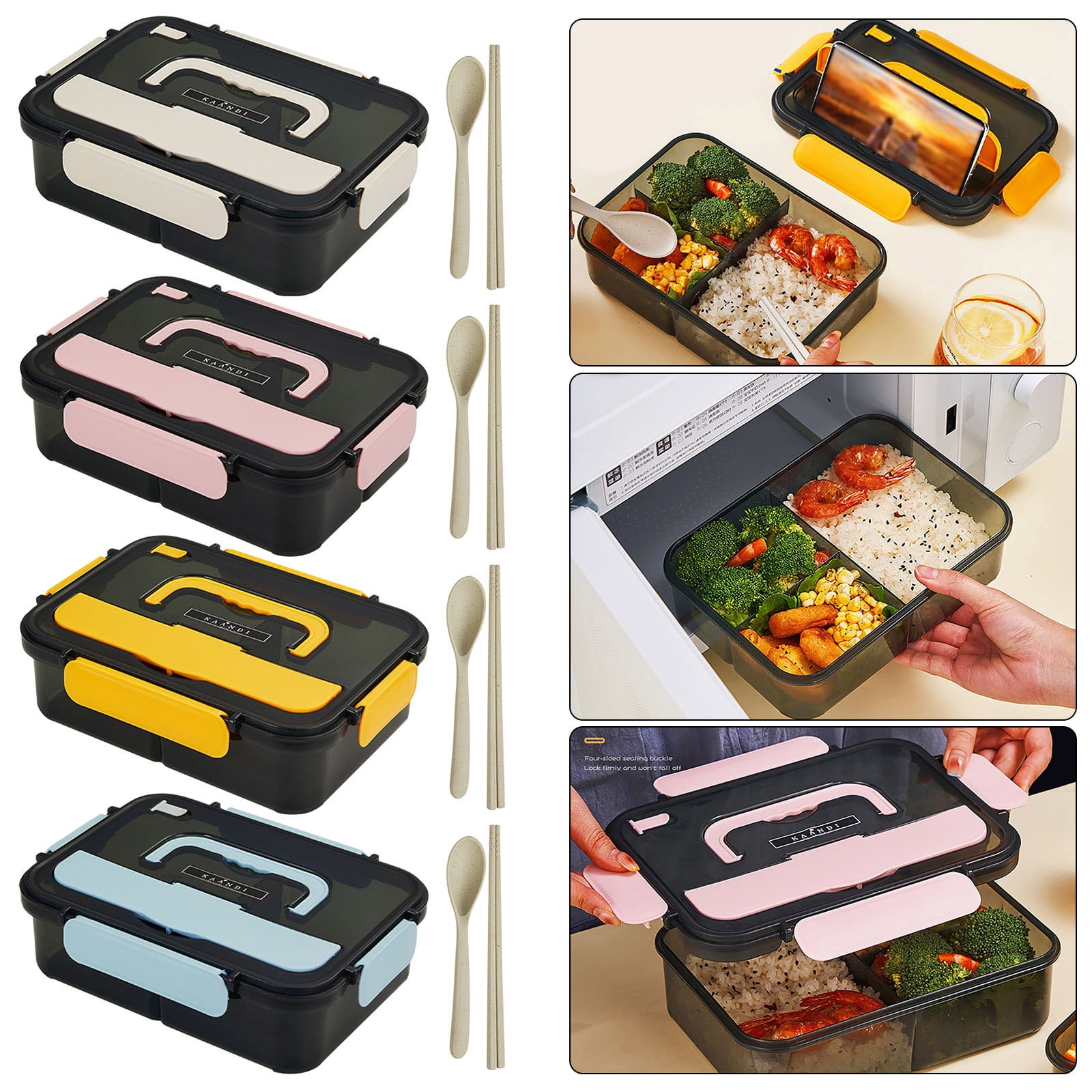 Savings Oefntac Lunch Box for Men Rectangular Four-button Plastic Lunch ...