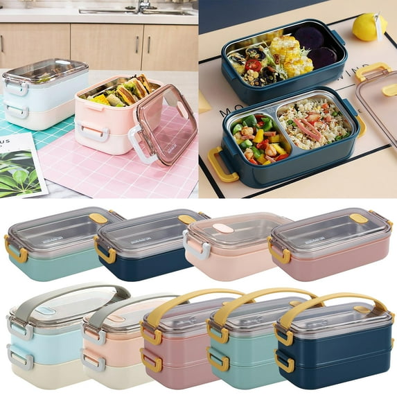 Savings Oefntac Lunchbox Microwave Lunch Box Japanese Wood Bento Box 2 Layer Container Storage ...
