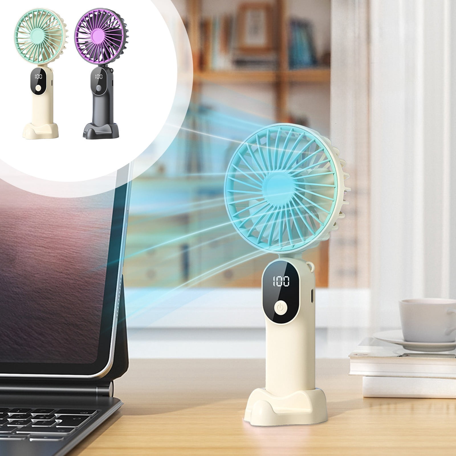 Savings Oefntac Small Desk Fan 6 Speed Desktop Folding Small Fan USB ...
