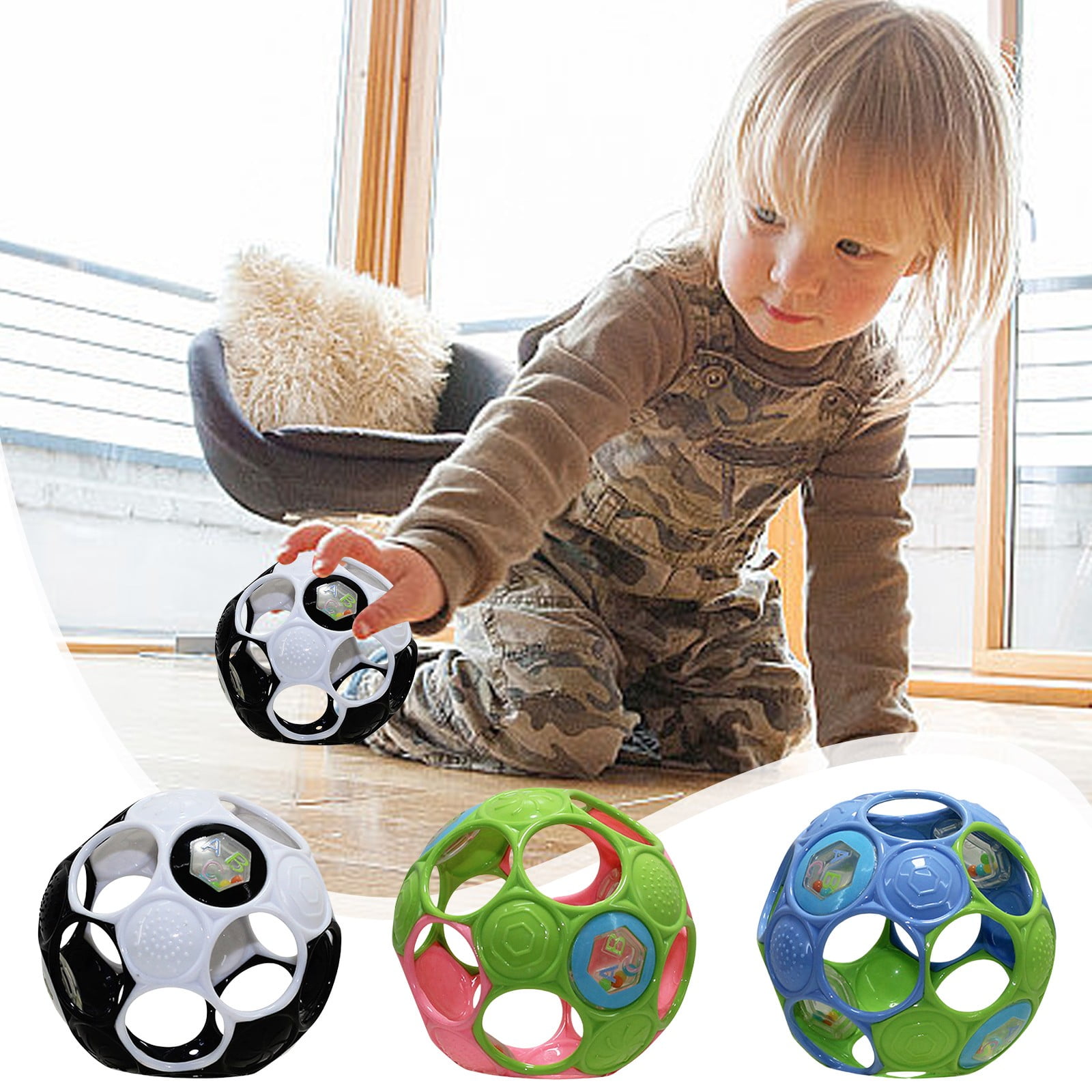 Savings Oefntac Toys Infant Hand Grasping Balls Kids Soothing Rattles ...