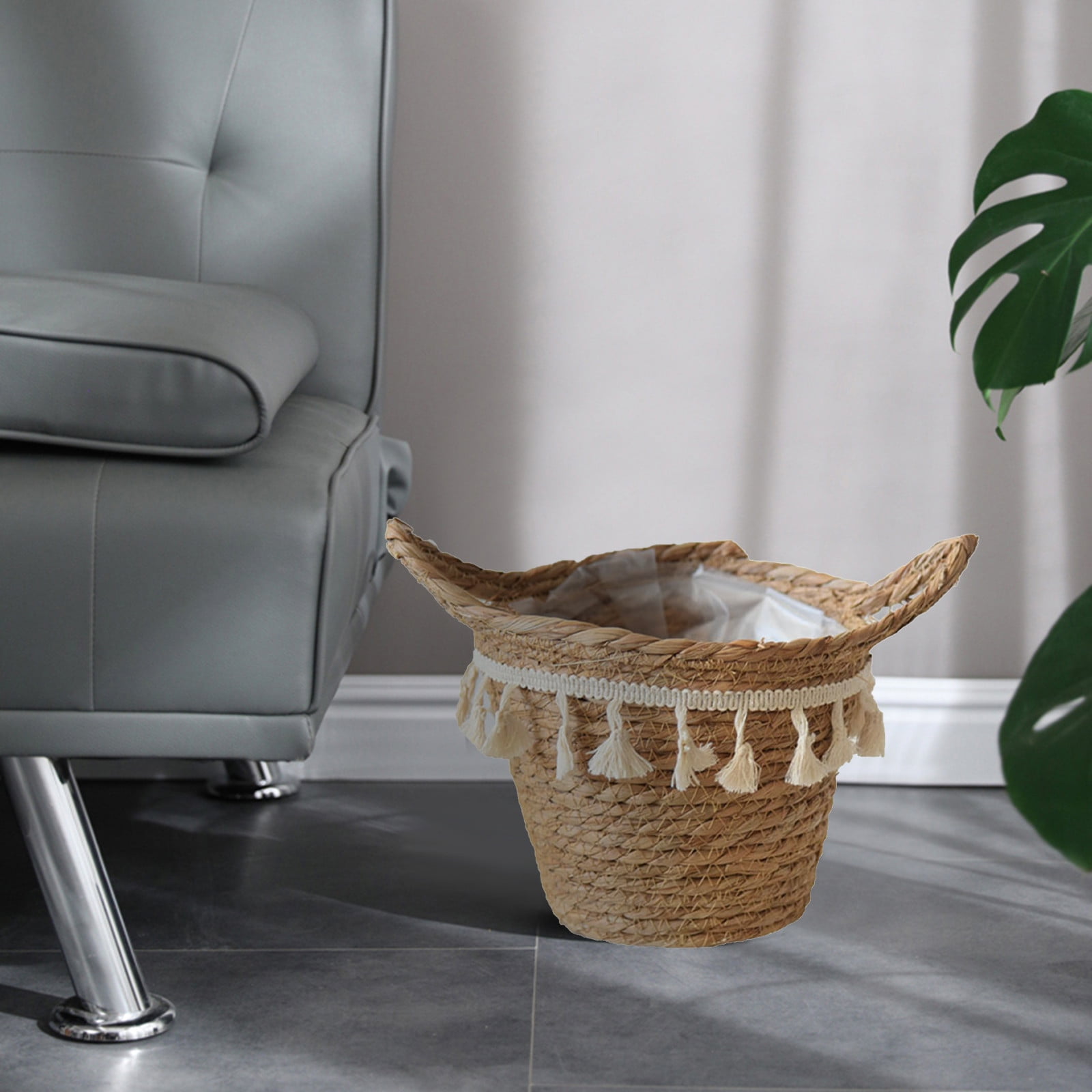 Savings Seagrass Plant Basket With Handles, Woven Storage Basket, 7.9inch Diameter X 7.9inch ...