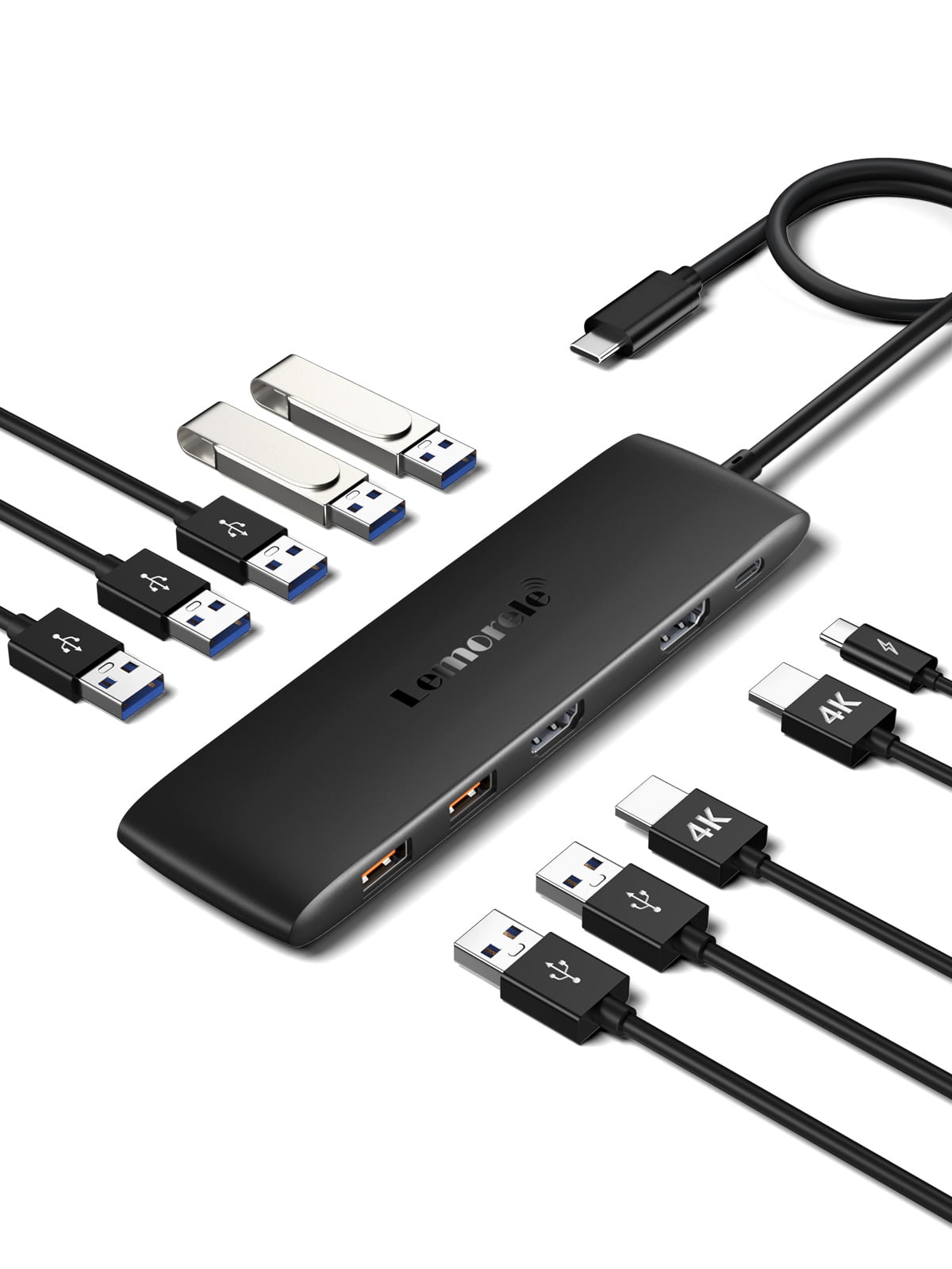 Lemorele 10 in 1 Docking Station, USB C Adapter with 4K Dual HDMI, 4x 3 ...