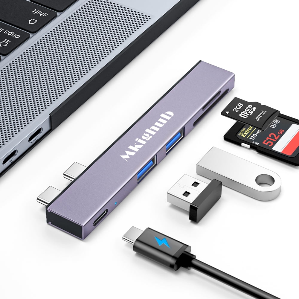 Clearance USB C Hub for MacBook Air Pro, 5-in-2 USB C Multiport Adapter Hub Mac Dongle USB A, SD ...