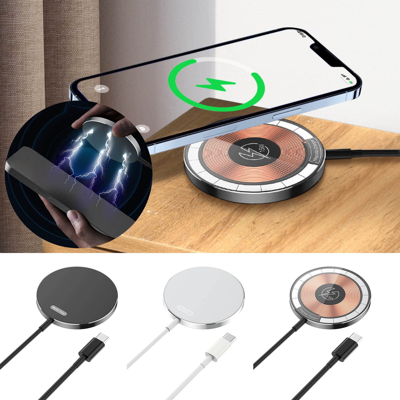 Wireless Charger, Magnetic Suction Wireless Charger Suitable For Mobile ...