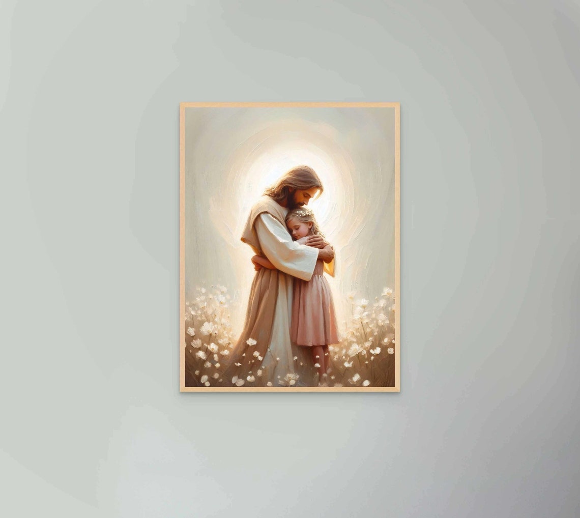 Savior With Girl, Christian Wall Art, Jesus With Girl, Jesus Picture ...