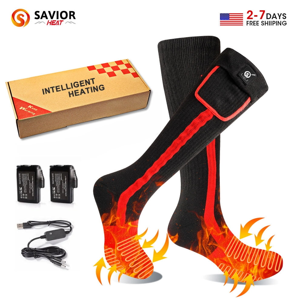 Savior Heat Electric Heated Socks for Men & Women, 7.4V Rechargeable ...