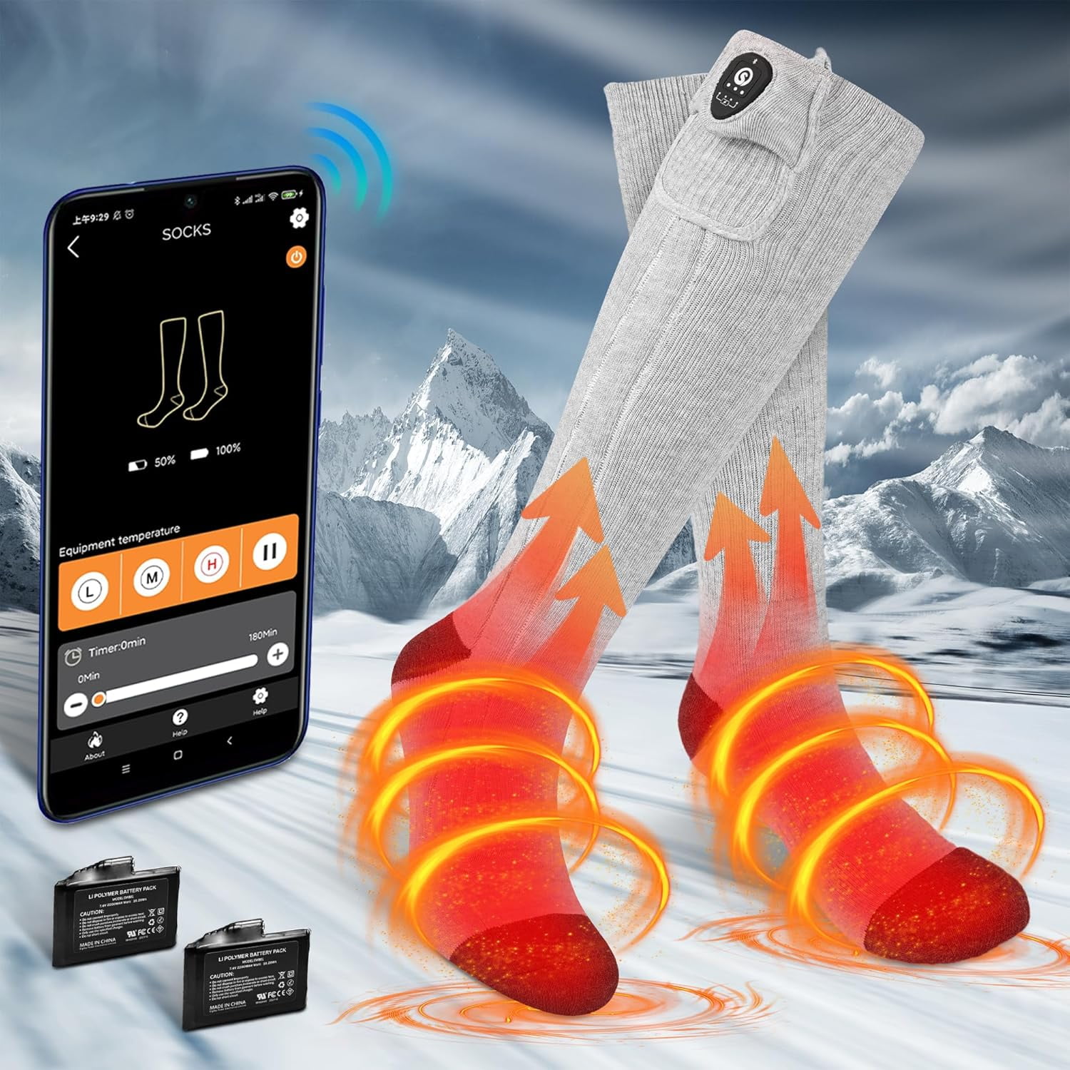 Savior Heat Heated Socks for Men Women, Remote Control 2200mAh 7.4V ...