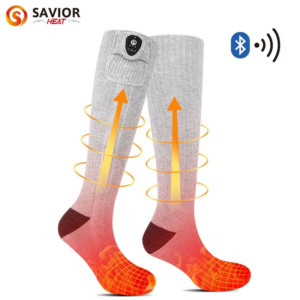 Savior Heat Upgraded Electric Heated Socks with App Control Battery Powered Winter Men's Heating ...