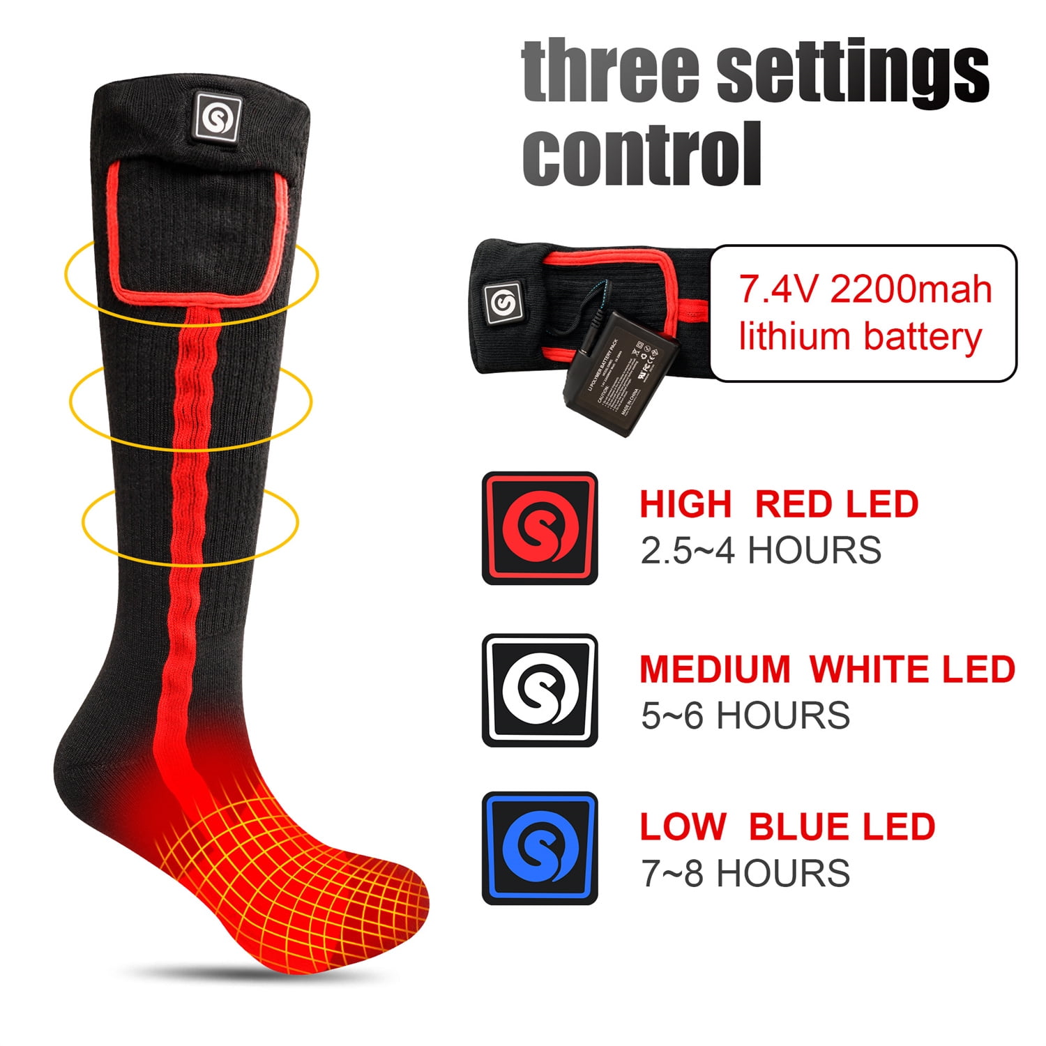 Savior Heat Winter Heated Sock Rechargeable Battery Stocking Women ...