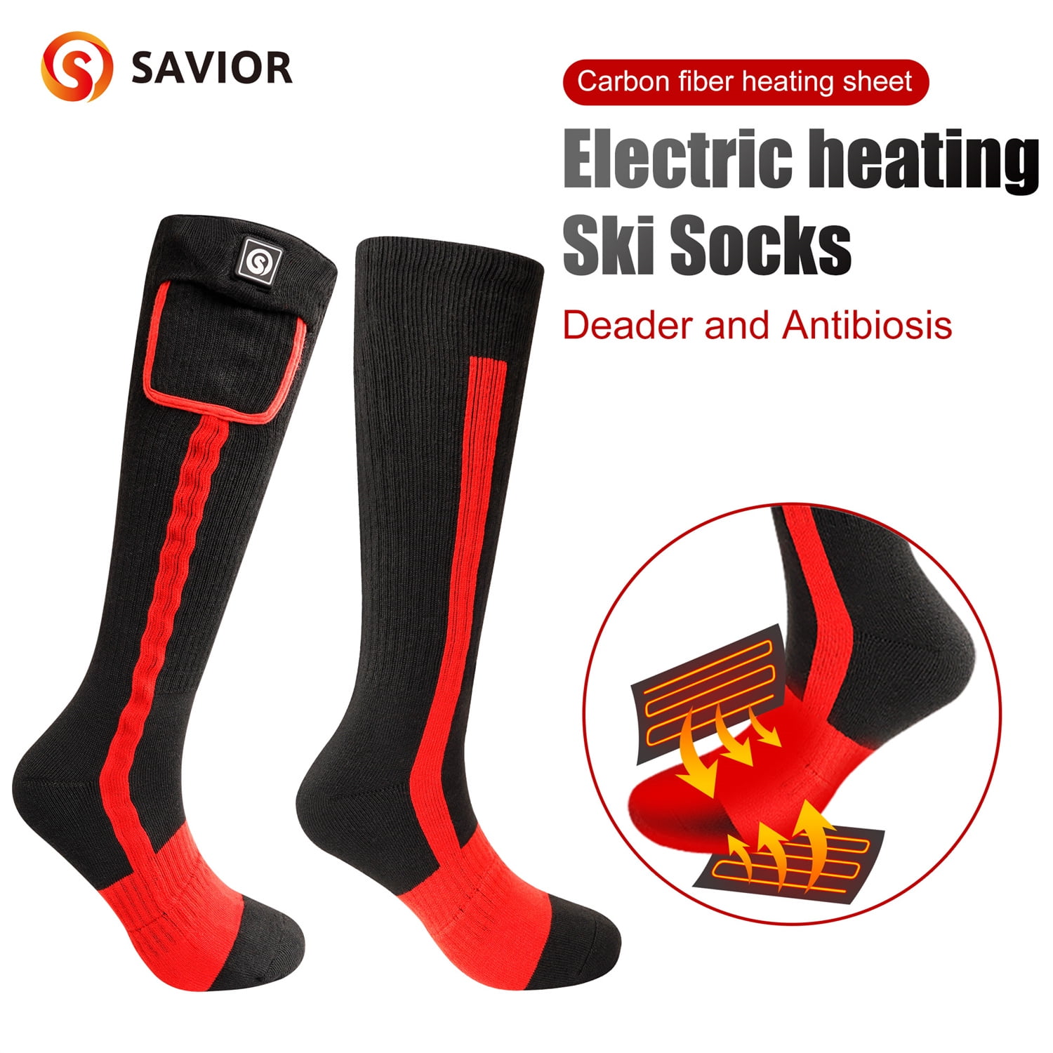 Savior Heat Winter Heated Sock Rechargeable Battery Stocking Women ...