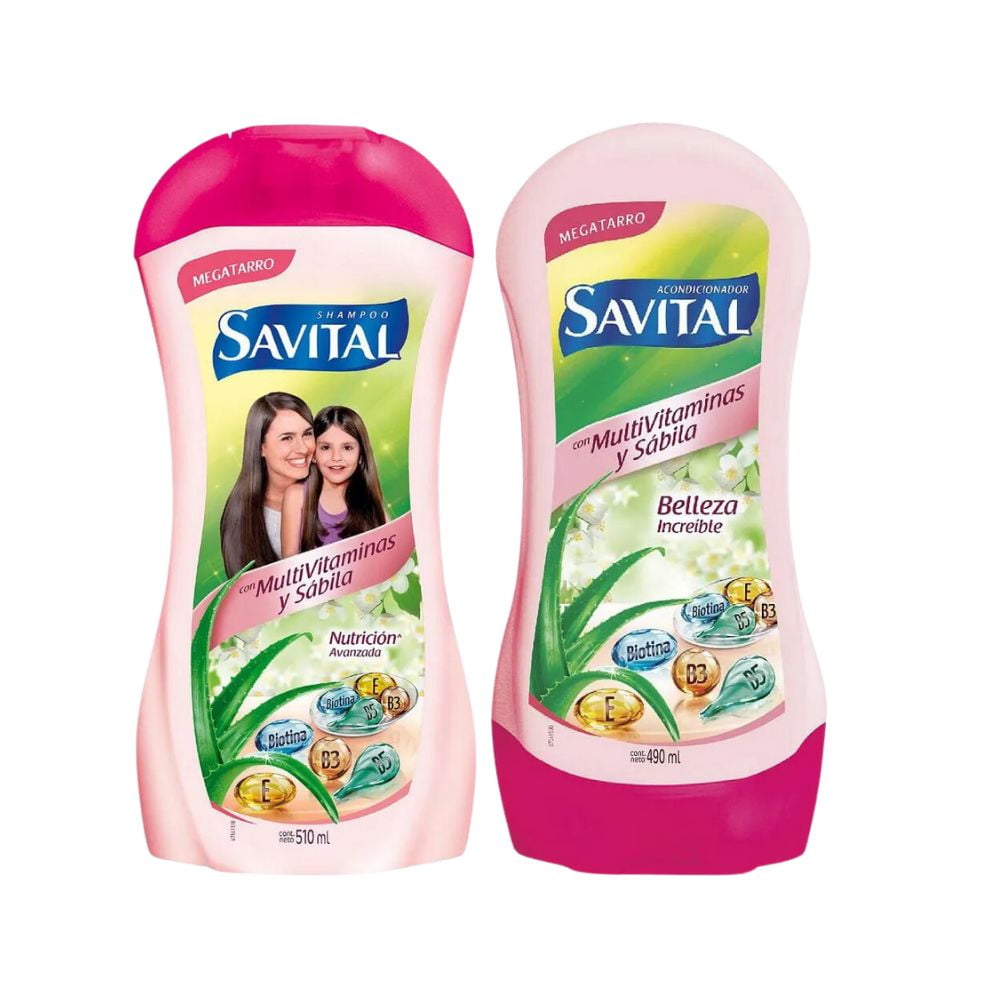 Savital Shampoo Multivitaminas 510mL, Acondicionador Multivitaminas ...