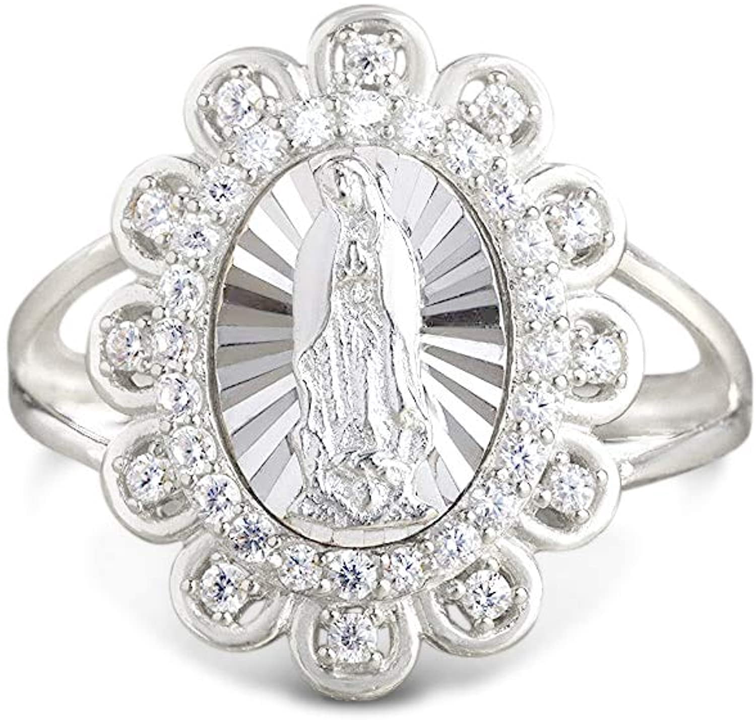 Savlano 18K White Gold Plated Oval Lady of Guadalupe Virgin Mary with ...