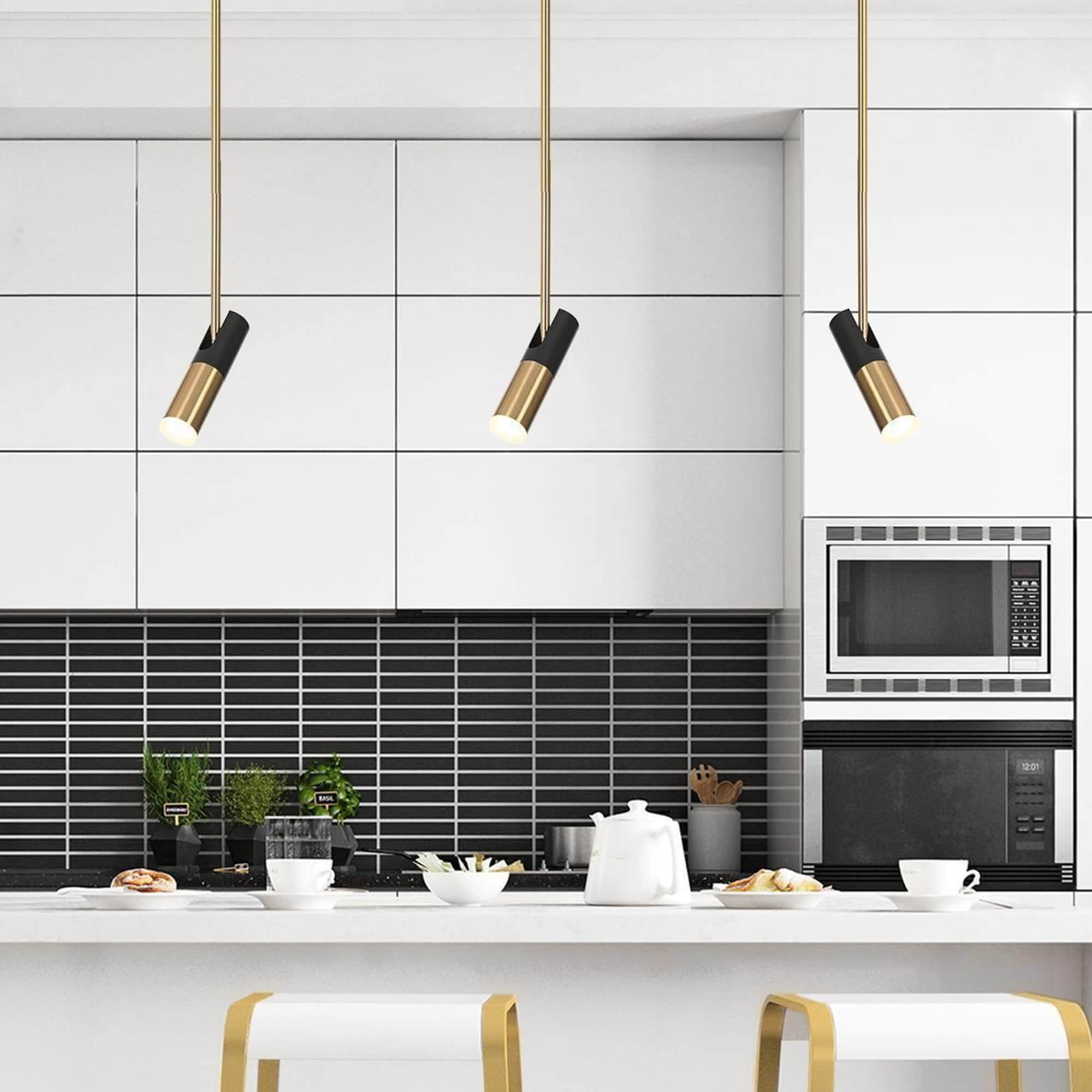 Savonnerie Modern 1-Light Black Gold Metal LED Pendant Lights for ...