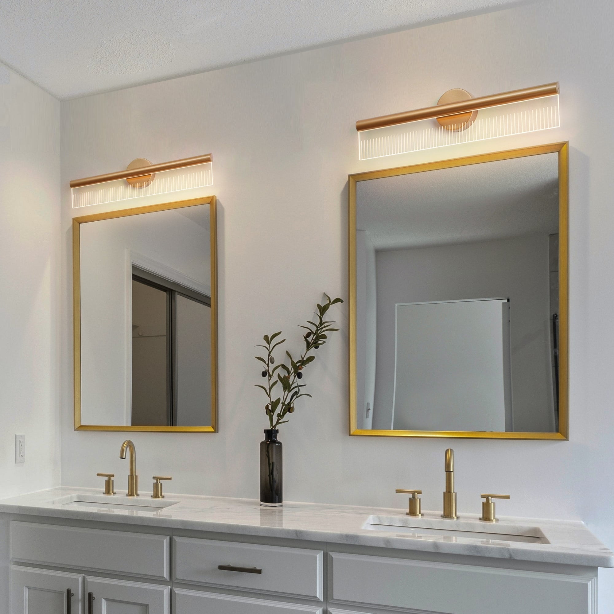 Savonnerie Modern Gold LED Long Strip Wall Sconces Bathroom Vanity ...