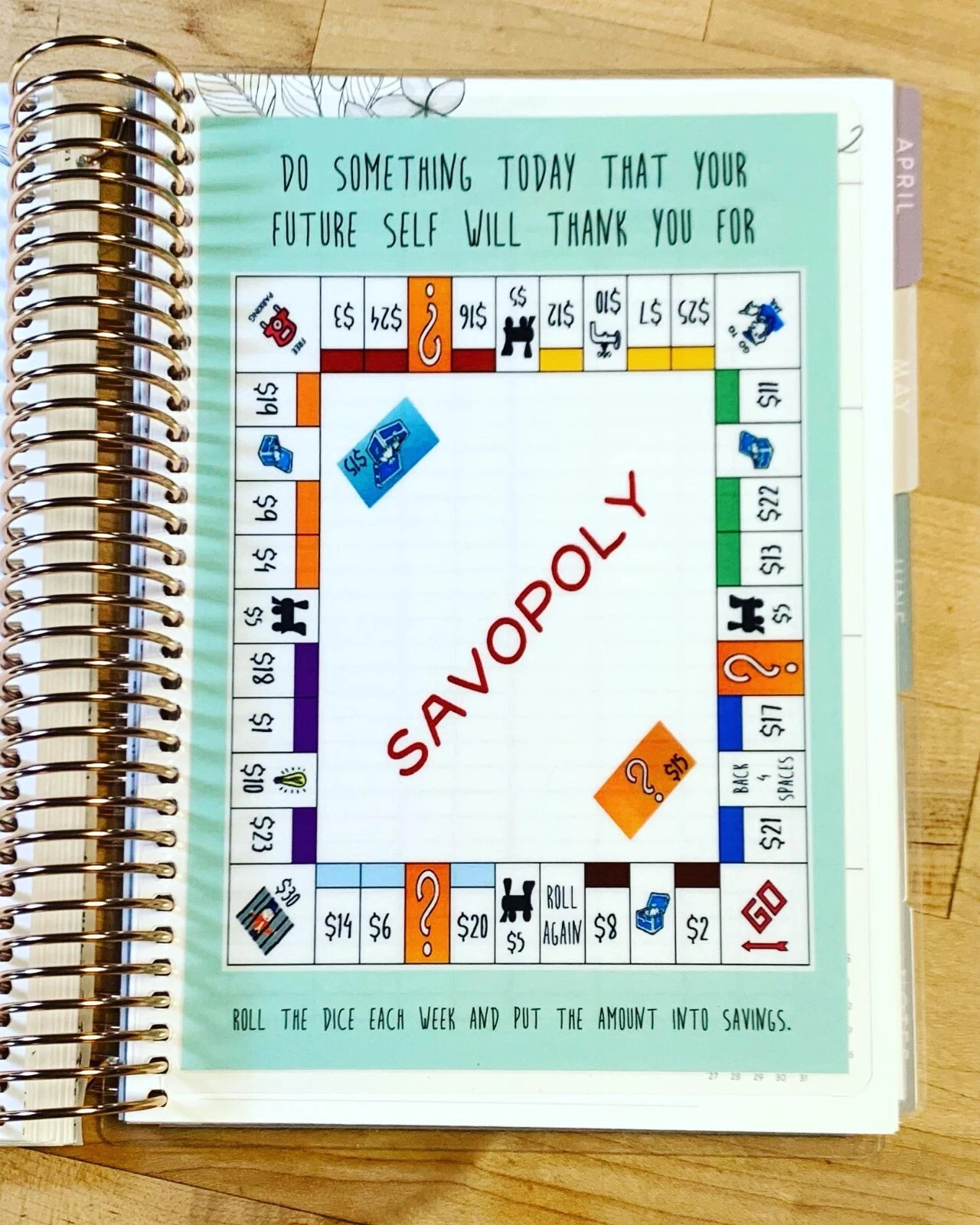 Savopoly Money Savings Dashboard Insert 4 Use With Erincondren A5 Coil ...