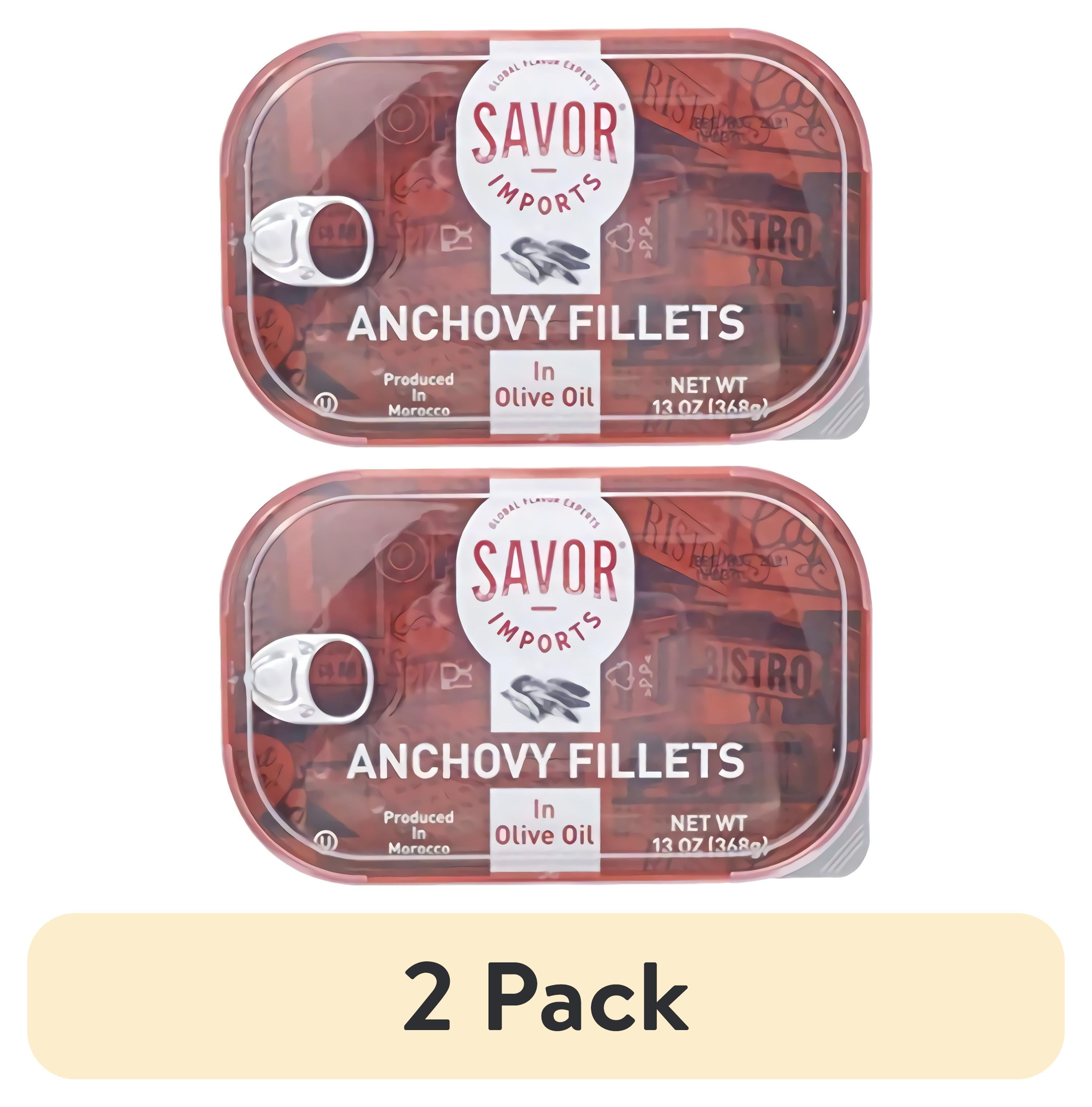 (2 pack) Savor Imports imported Wild Caught Anchovies in Olive Oil, 13 ...