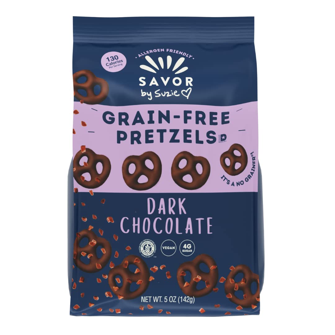 Savor by Suzie, Gluten-Free Dark Chocolate Pretzel - Low Sugar, Grain ...