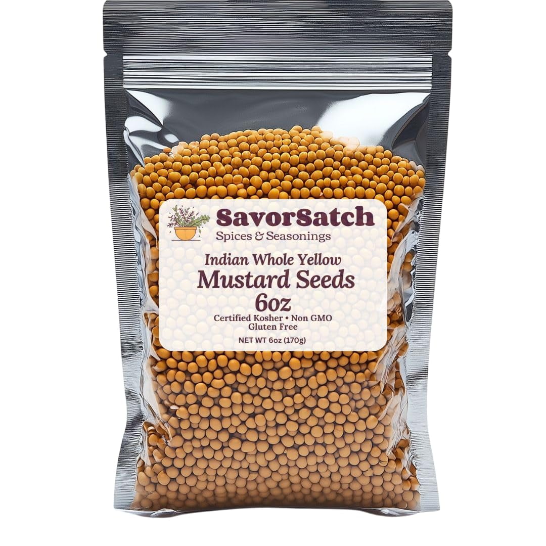 SavorSatch Yellow Mustard Seeds - MDA05 6 oz Resealable Pouch | Whole ...