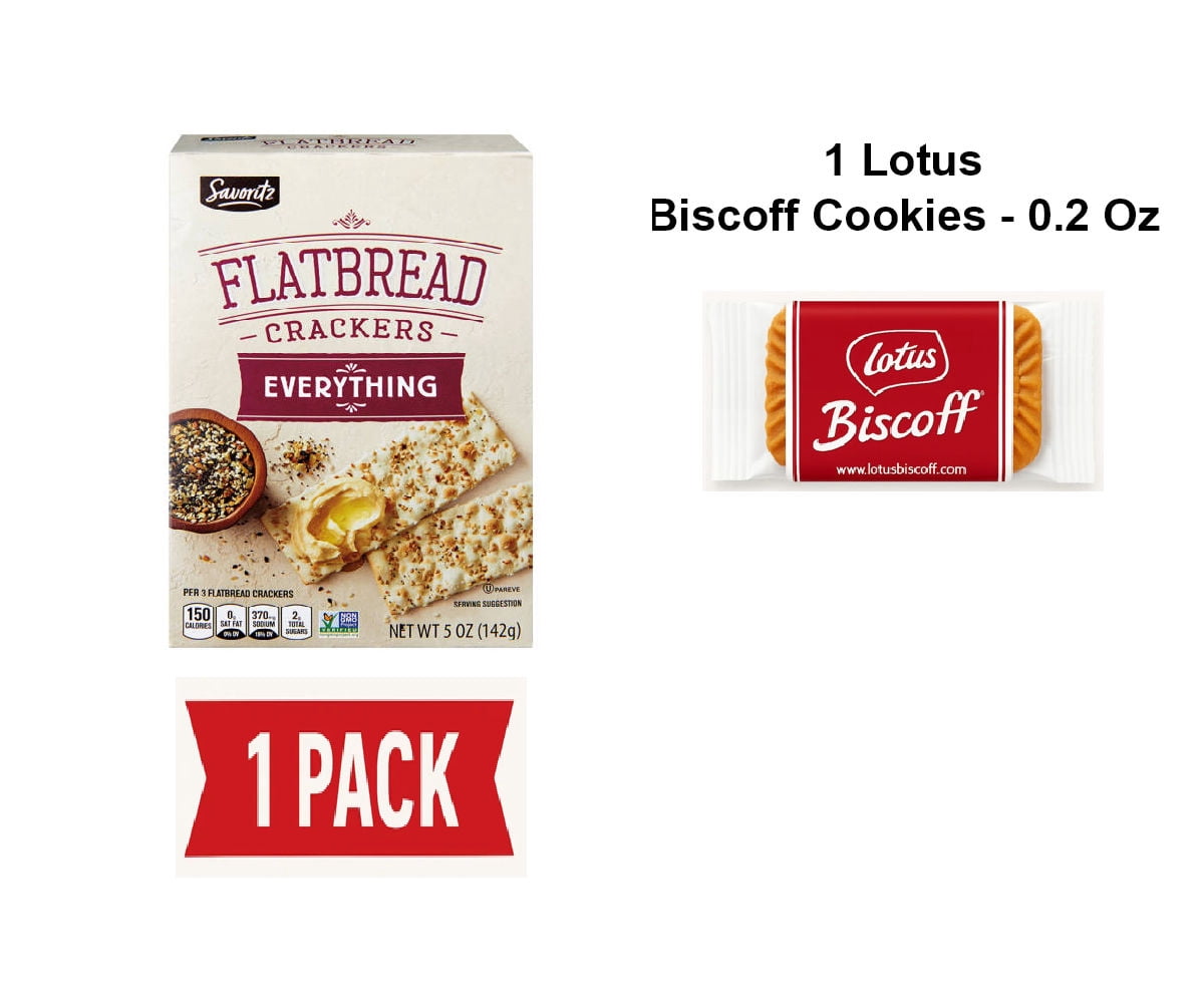 Savoritz Everything Flatbread Cracker, 5 oz - Pack of 1 & Lotus Biscoff ...