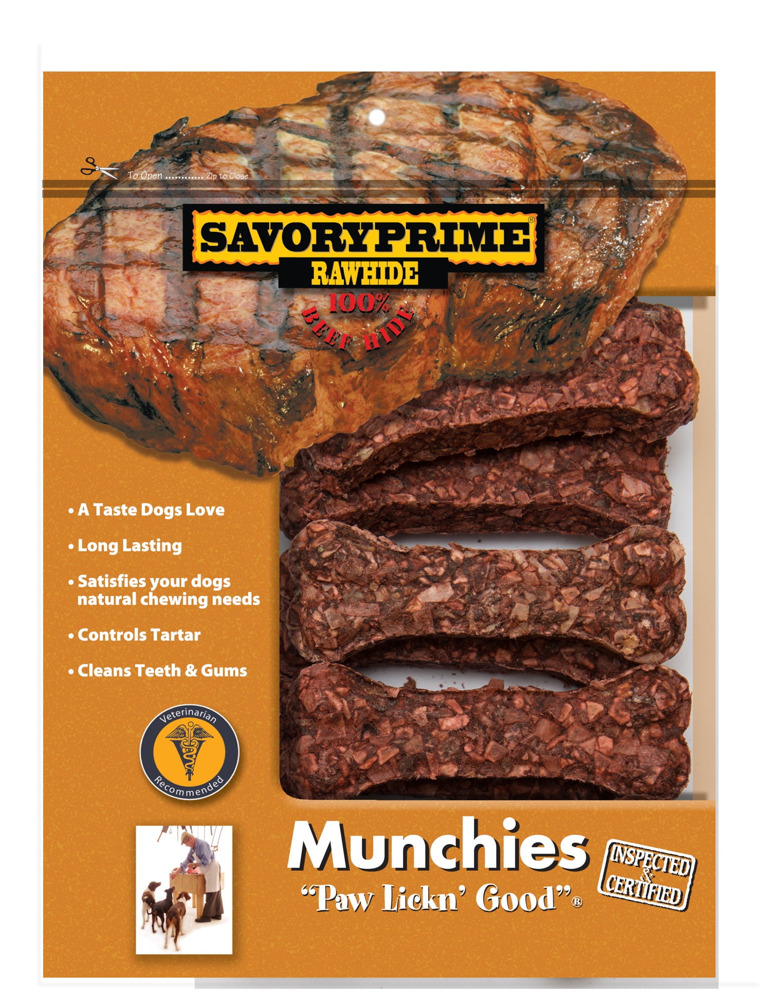 Savory Prime 3-4" Munchie Bone Beef 10/Pk - Walmart.com