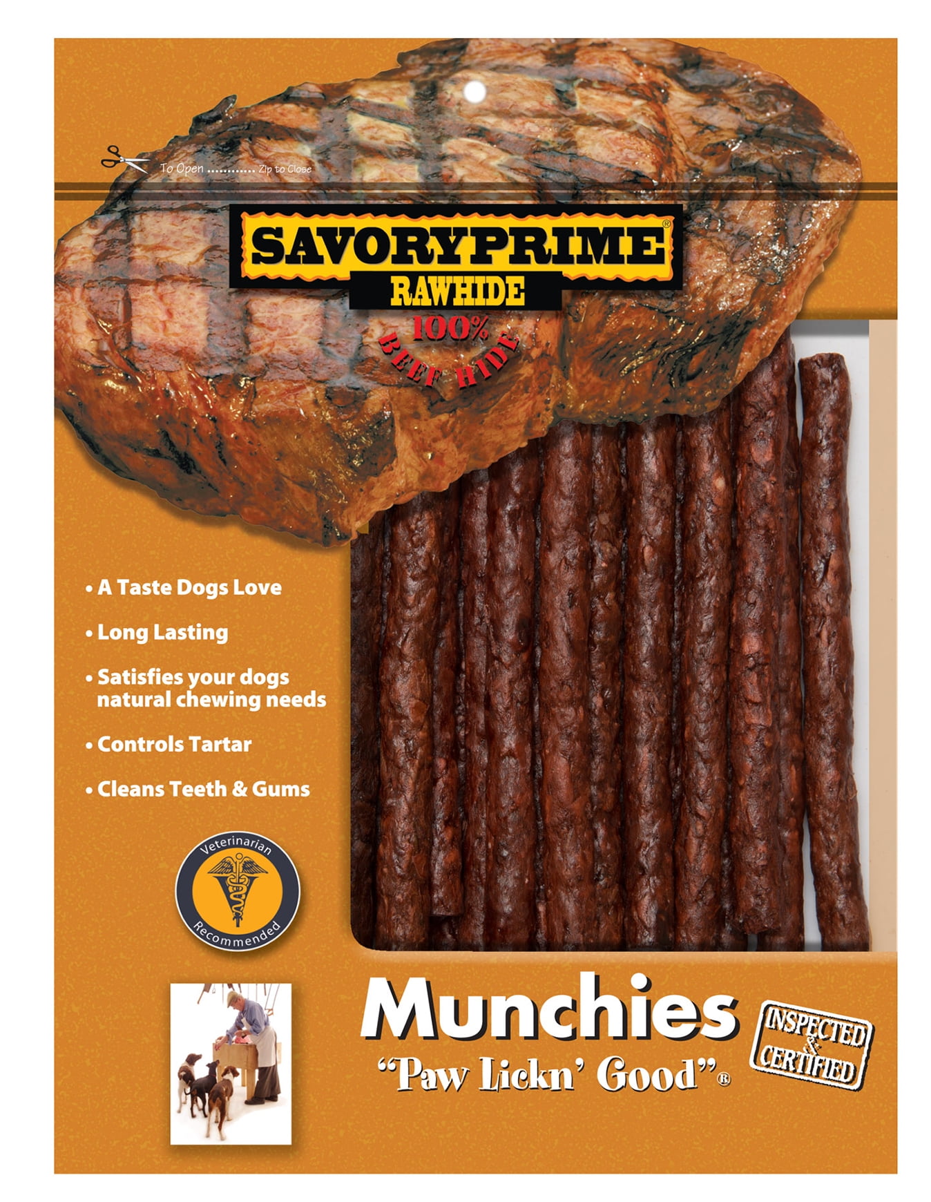 Savory Prime 5" Beef Rawhide Munchie Sticks 30 Count - Walmart.com