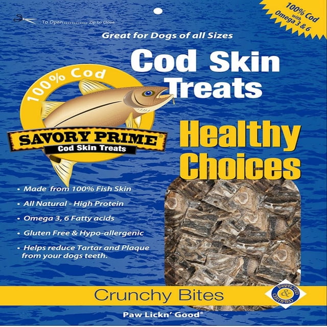 Savory Prime Cod Skin Fish Crunchy Bites, Gluten Free Dog Food, High ...