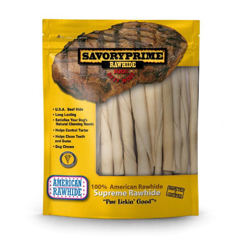 Savory Prime Munchy Dog Stix Medium Adult Rawhide Twists Natural 5 in ...