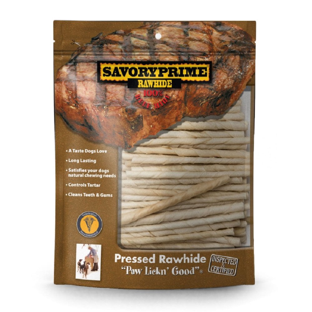 Savory Prime Pressed Rawhide Twist Sticks White, 1ea/5 in, 100 pk - Walmart.com