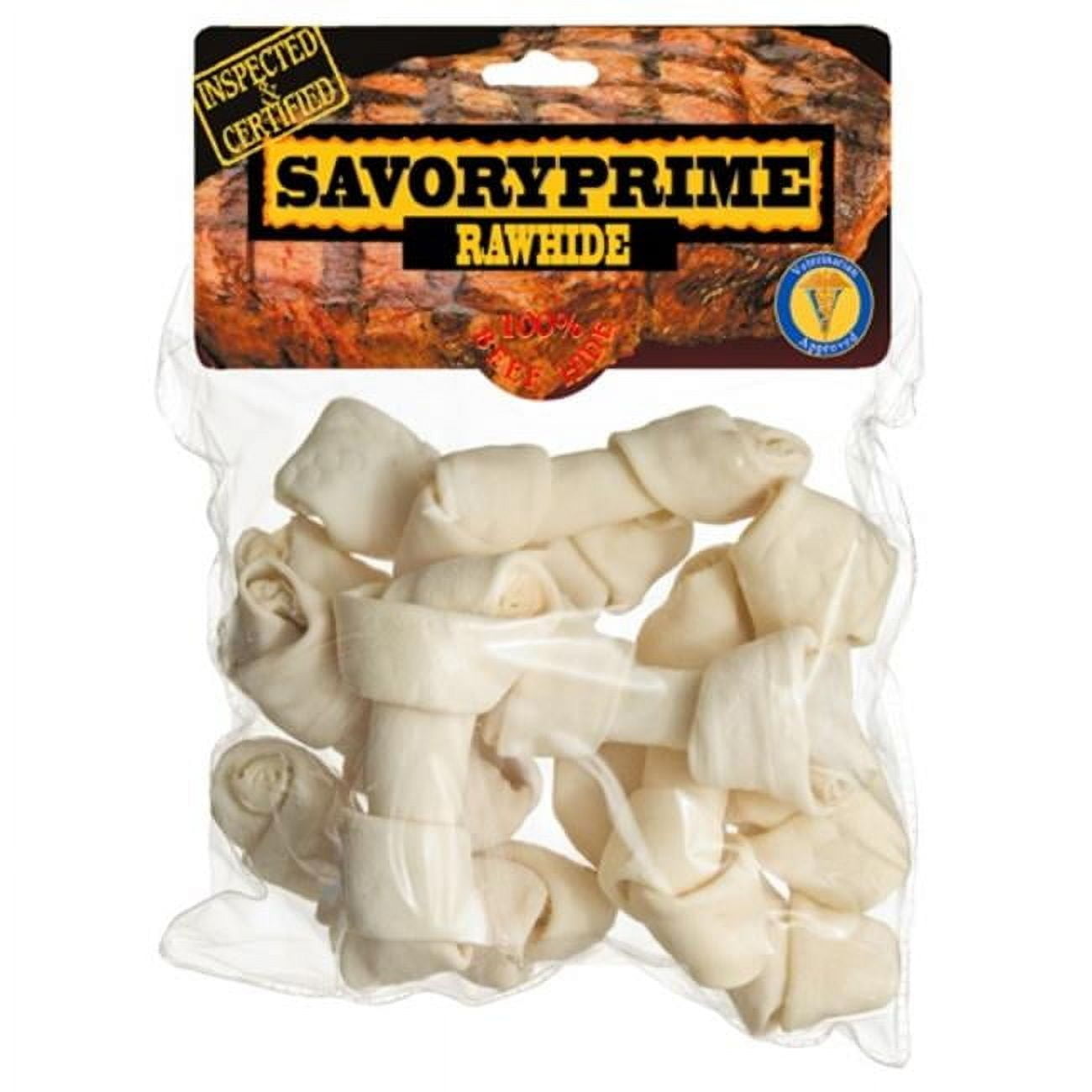 Savory Prime Small White Knotted Rawhide Bone Value Pack - White ...