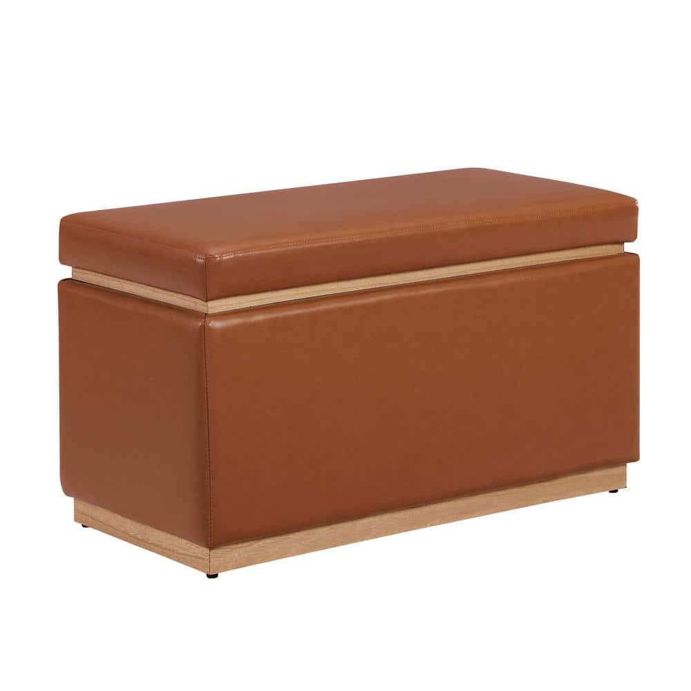 Savoy Caramel Faux Leather Rectangle Ottoman - Walmart.com