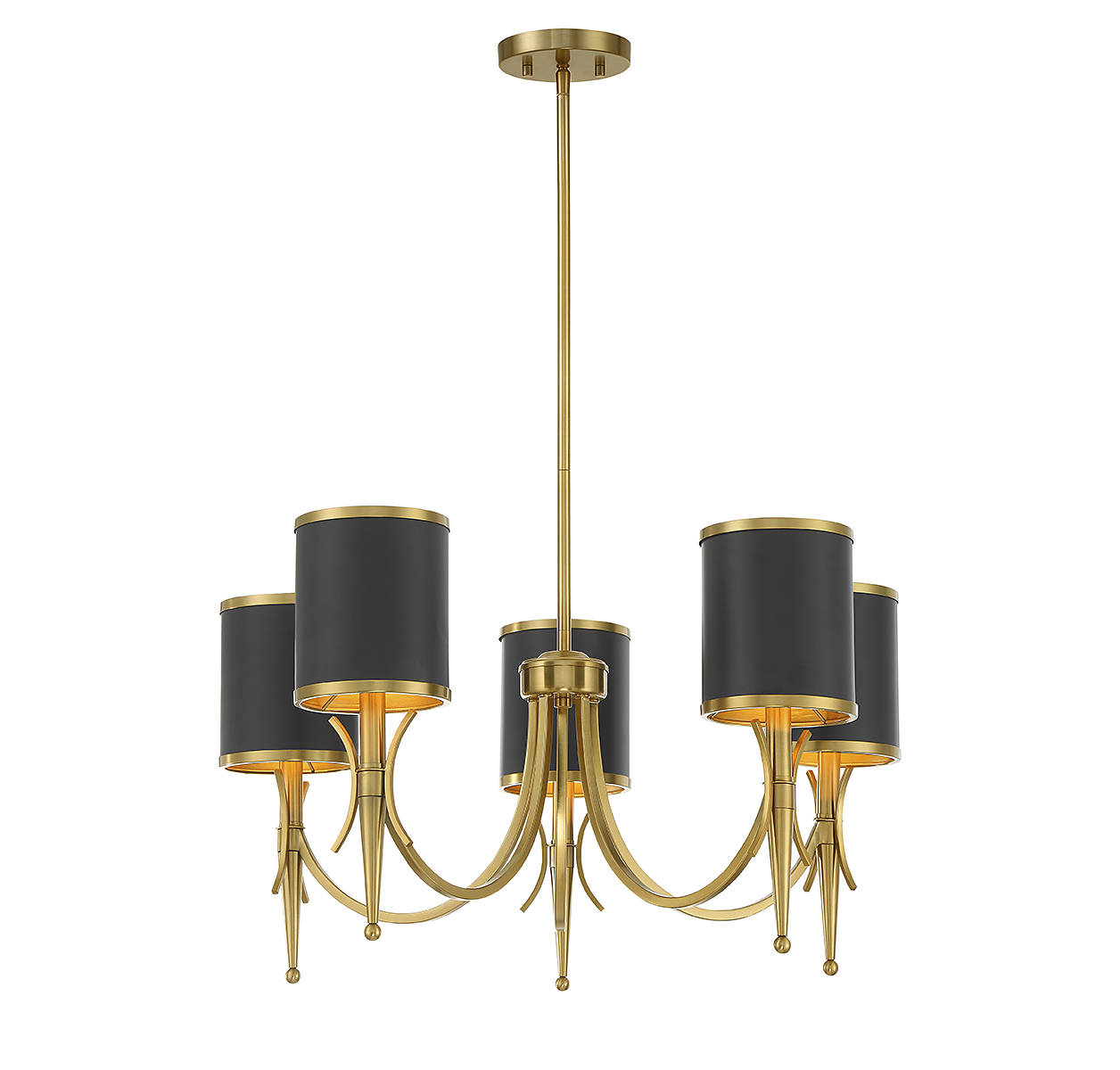 Matte Blackith Warm Brass Five Light Chandelier from the Quincy ...