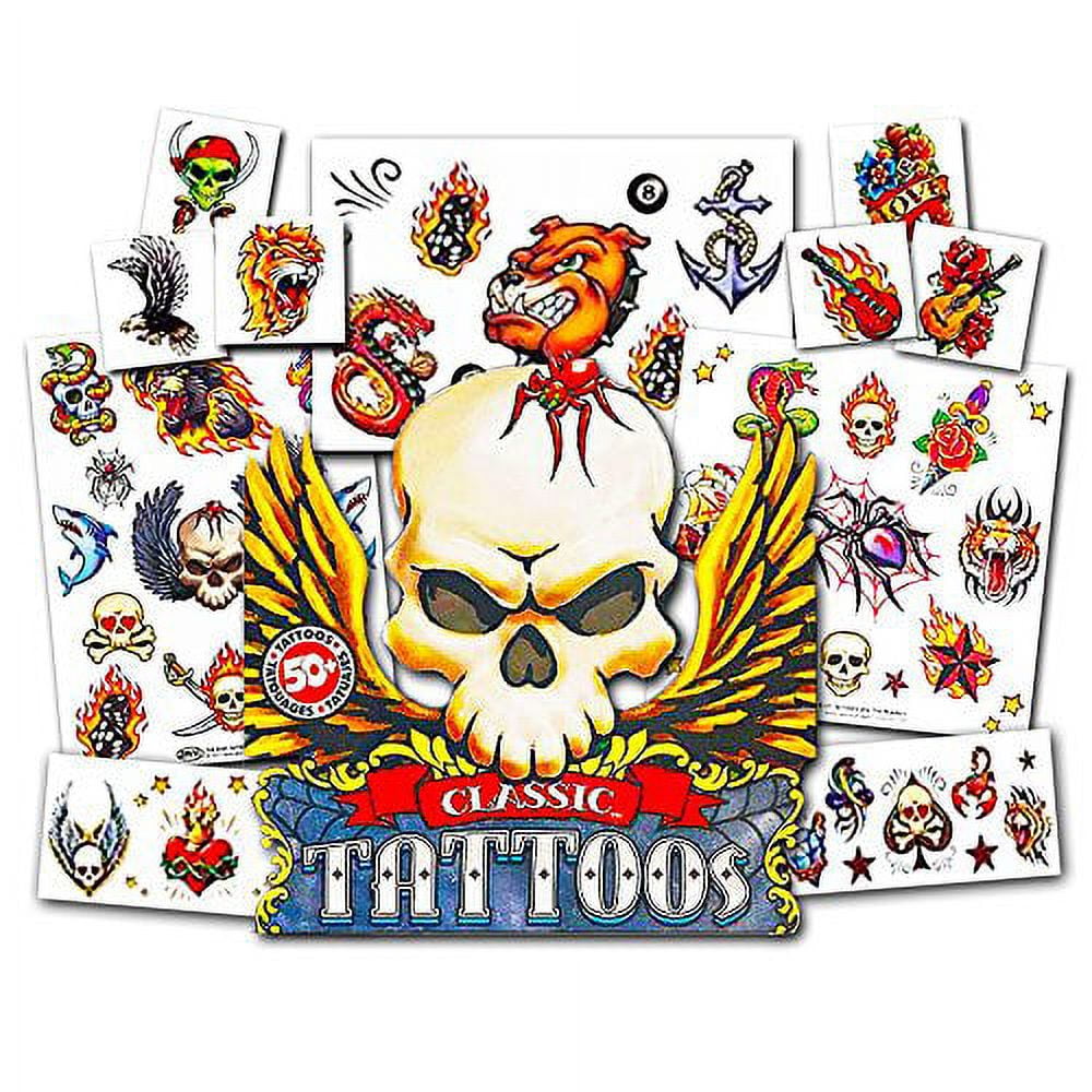 Savvi American Traditional Temporary Tattoos Pack ~ 50 Count Classic Tattoos
