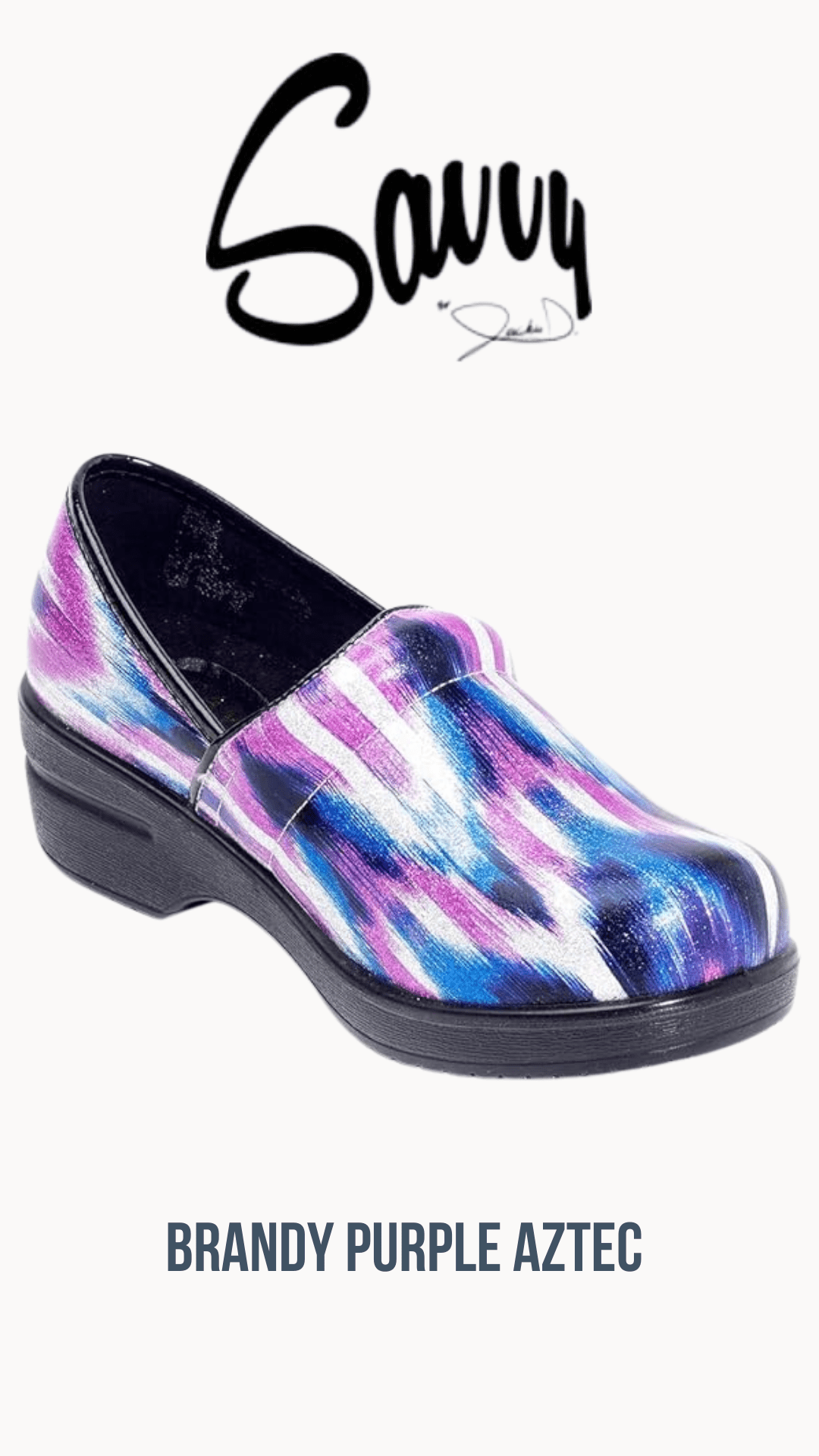 Savvy Brandy Nursing Shoe in Purple Aztec - Walmart.com