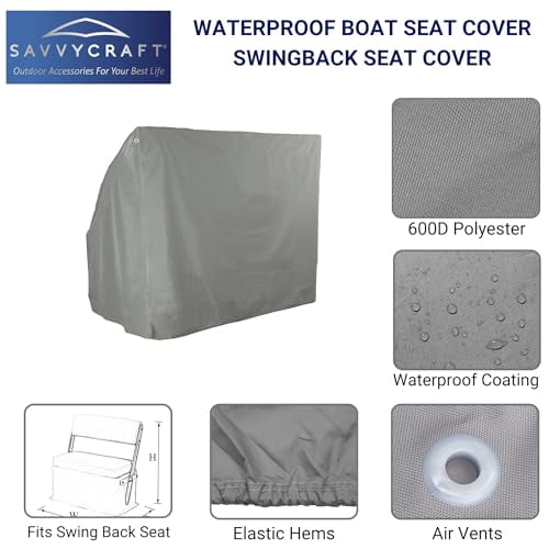 SavvyCraft Waterproof Boat Swing Back Seat Cover, Leaning Post ...