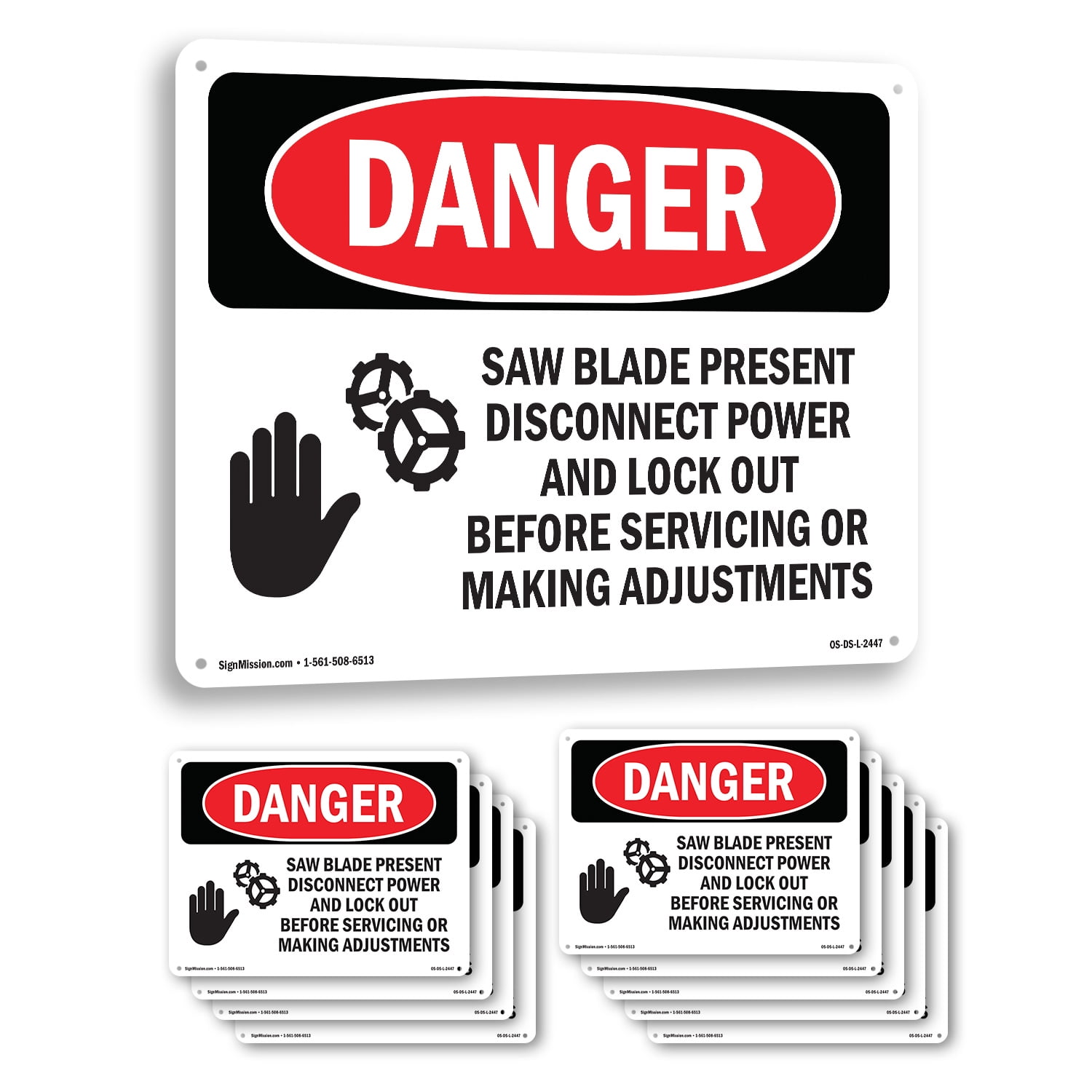 Saw Blade Present Disconnect OSHA Danger Aluminum Sign 24 Inch x 18 ...
