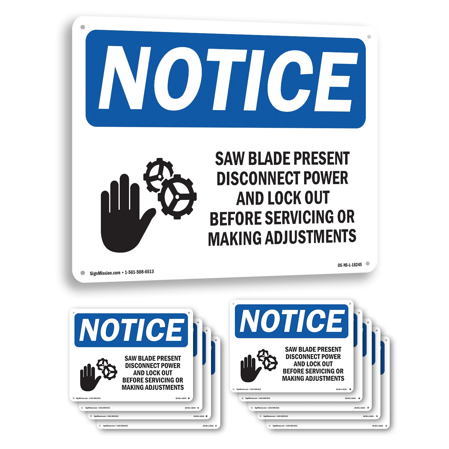 Saw Blade Present Disconnect OSHA Notice Aluminum Sign 24 Inch x 18 ...