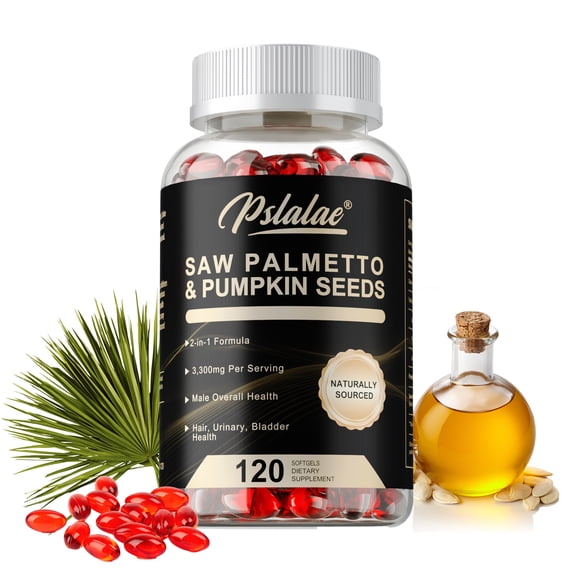 Saw Palmetto & Pumpkin Seed Oil Capsules - Support Prostate and Urinary ...