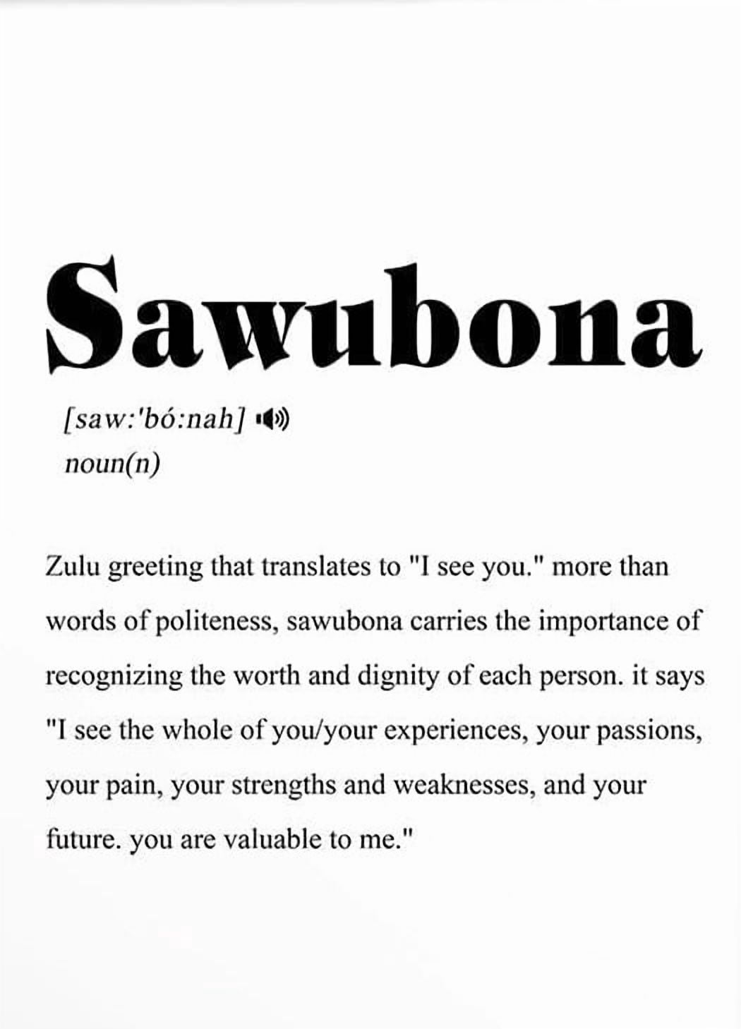 Sawabona Definition Poster - Sawubona South African Poster - I See You ...
