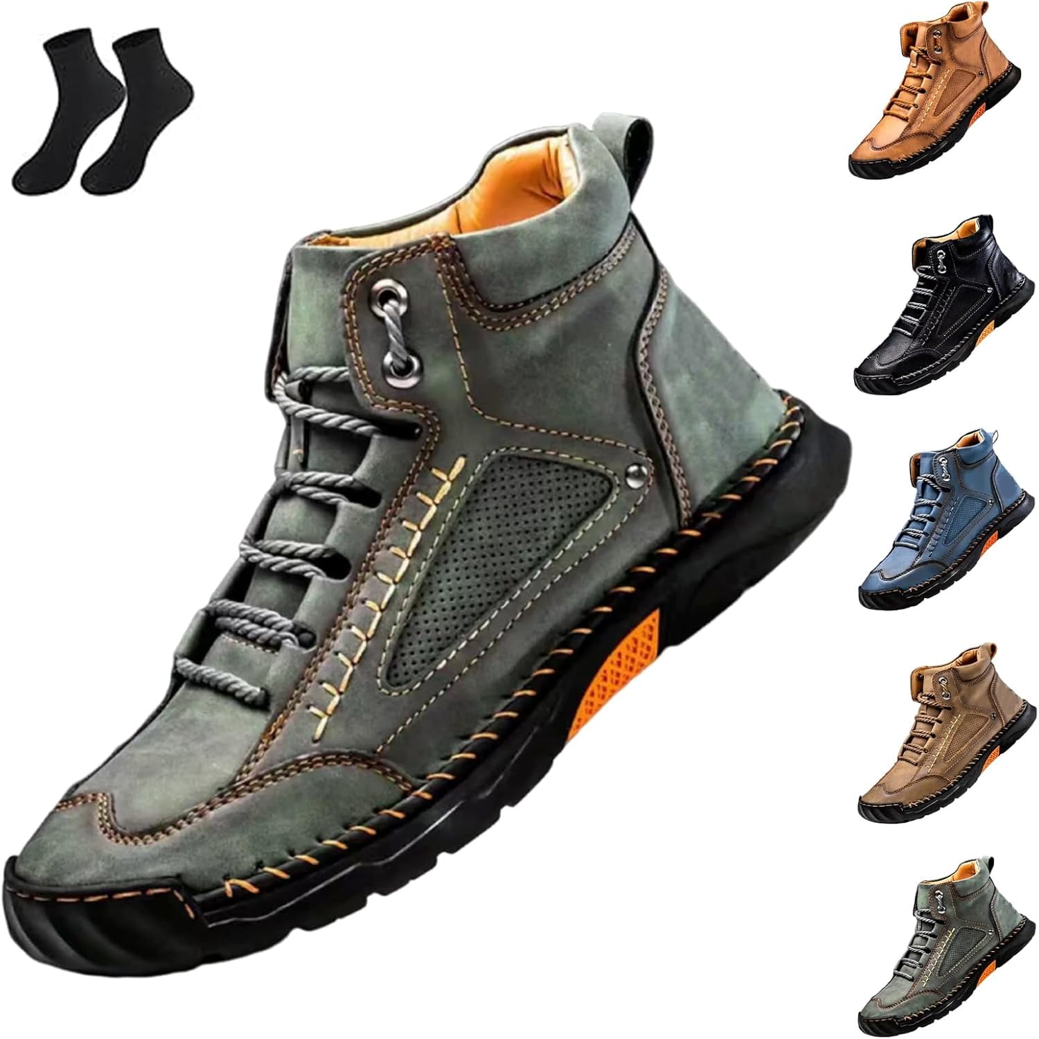 Sawbehind Men's Comfortable Handmade Leather Boots - Waterproof, Arch ...