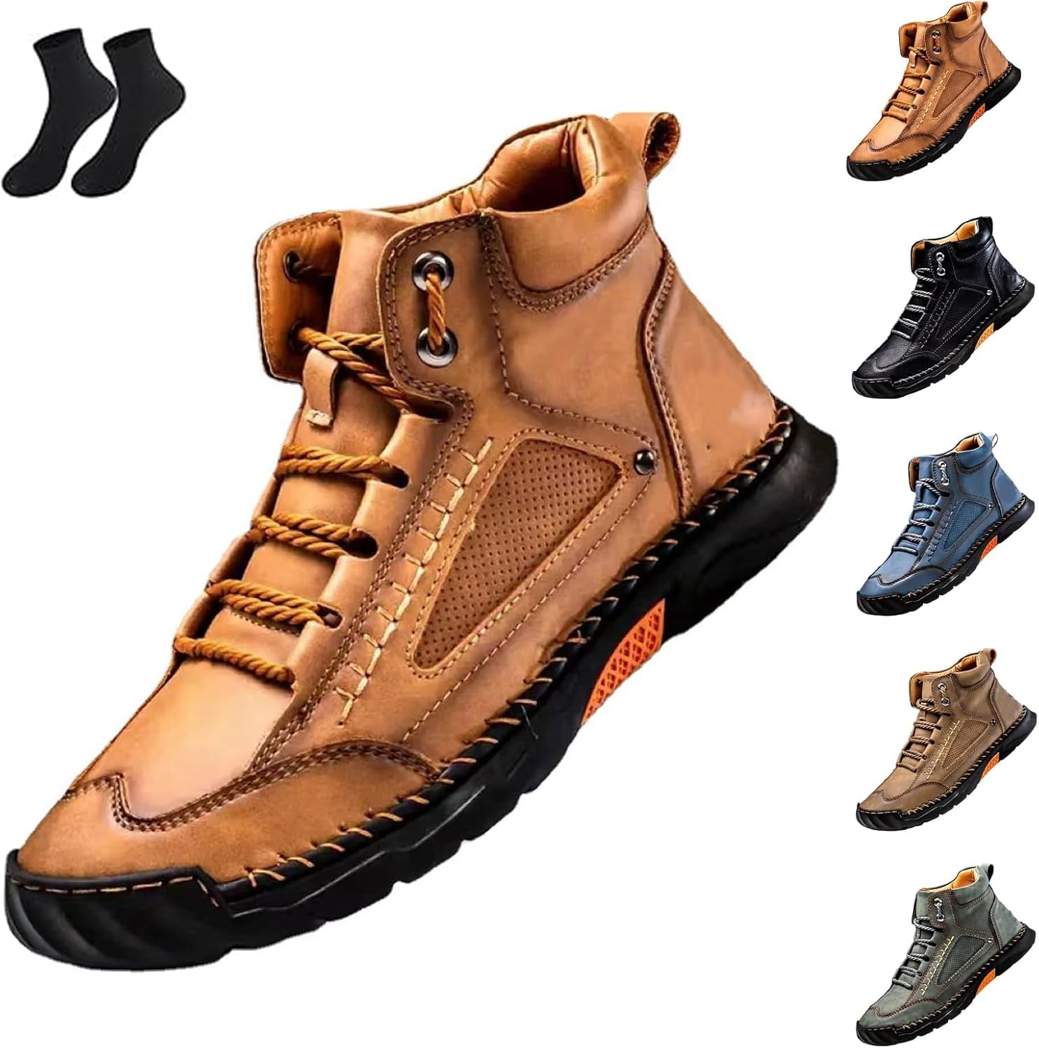 Sawbehind Men's Comfortable Handmade Leather Boots - Waterproof, Arch ...