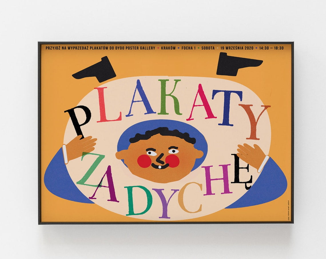 Sawbuck Posters, Smiling Boy In A Circle (Event Poster), Art, Plakat, Kraków, Yellow, Wall ...