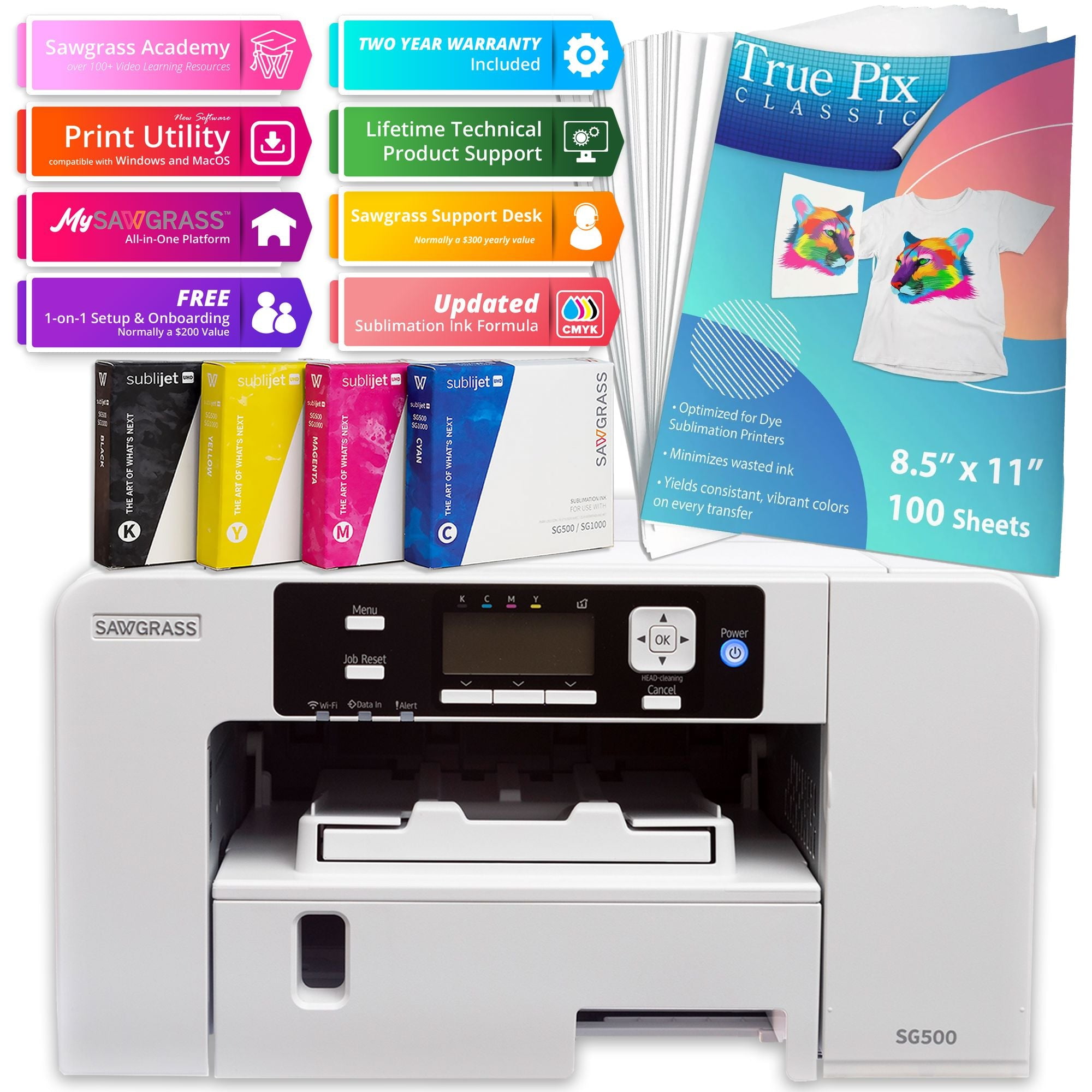 Sawgrass Inkjet Dye UHD Virtuoso SG500 Sublimation Printer & Ink Bundle ...