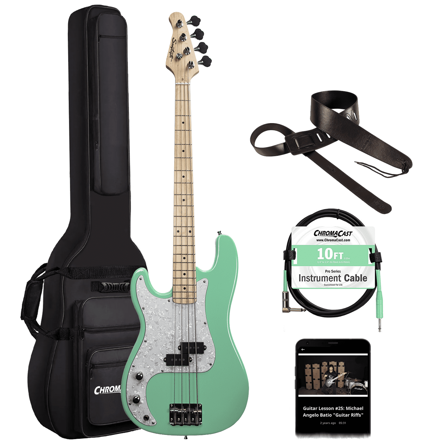 Sawtooth EP Series Left-Handed Electric Bass Guitar with Gig Bag ...