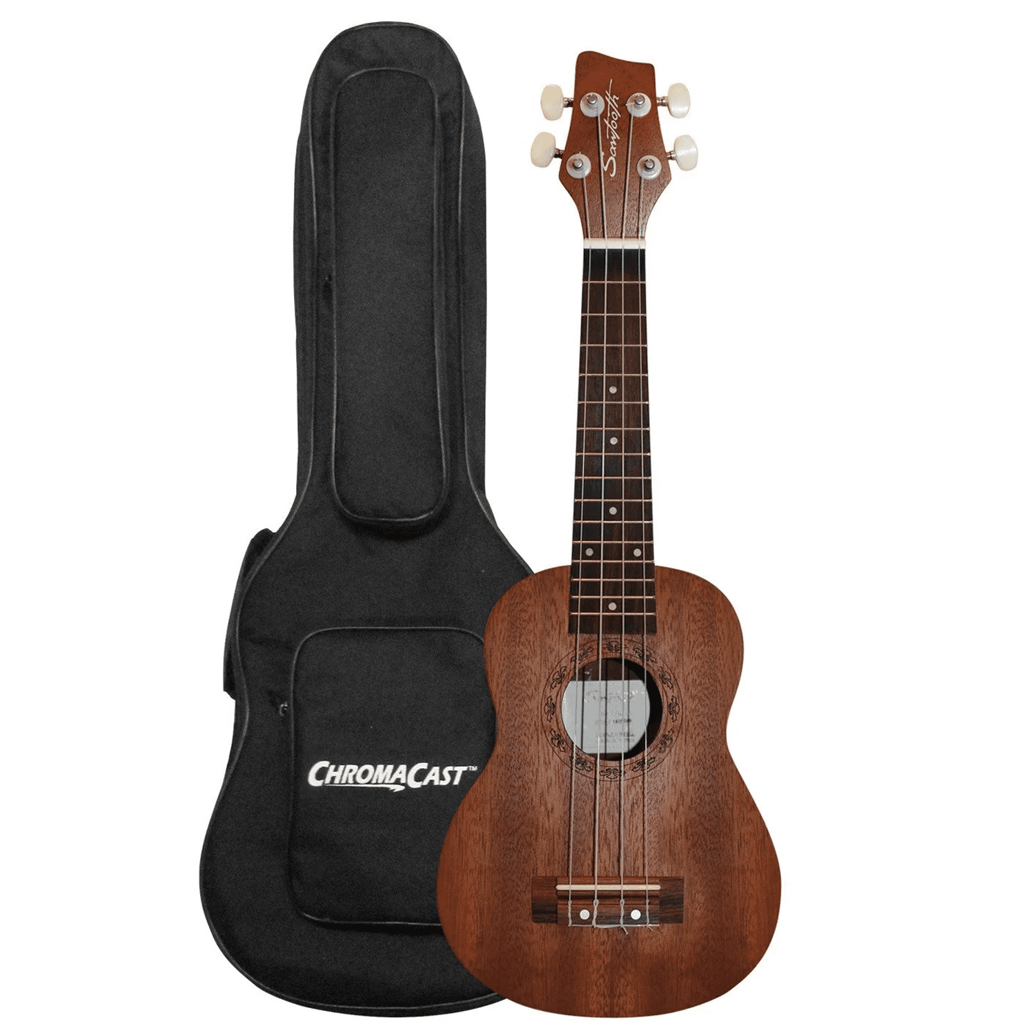 Sawtooth Mahogany Soprano Electric Ukulele w Gig Bag and Fishman KUL ...