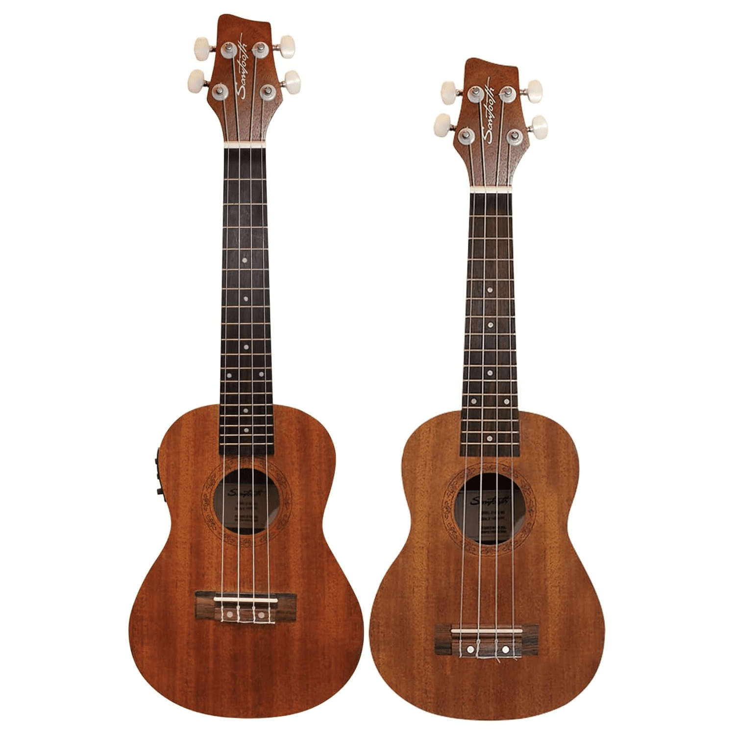 Sawtooth Mahogany Soprano and Concert Electric Ukulele w Fishman KUL ...